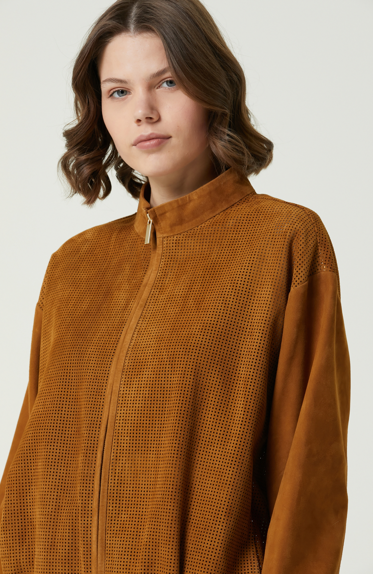 Karamel Dik Yaka Süet Mont Karamel Dik Yaka Süet Mont