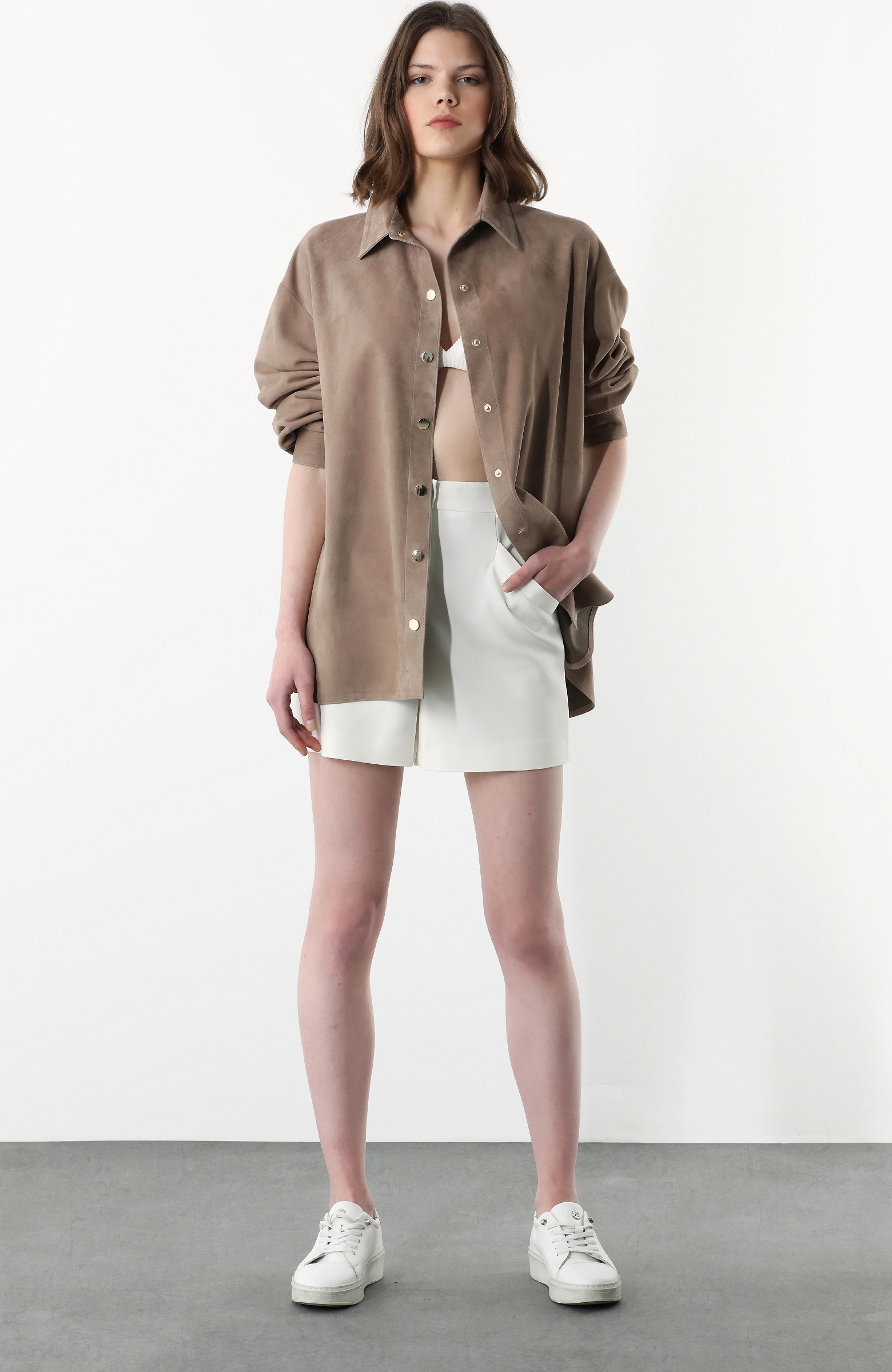 Regular Fit Vizon İngiliz Yaka Süet Gömlek