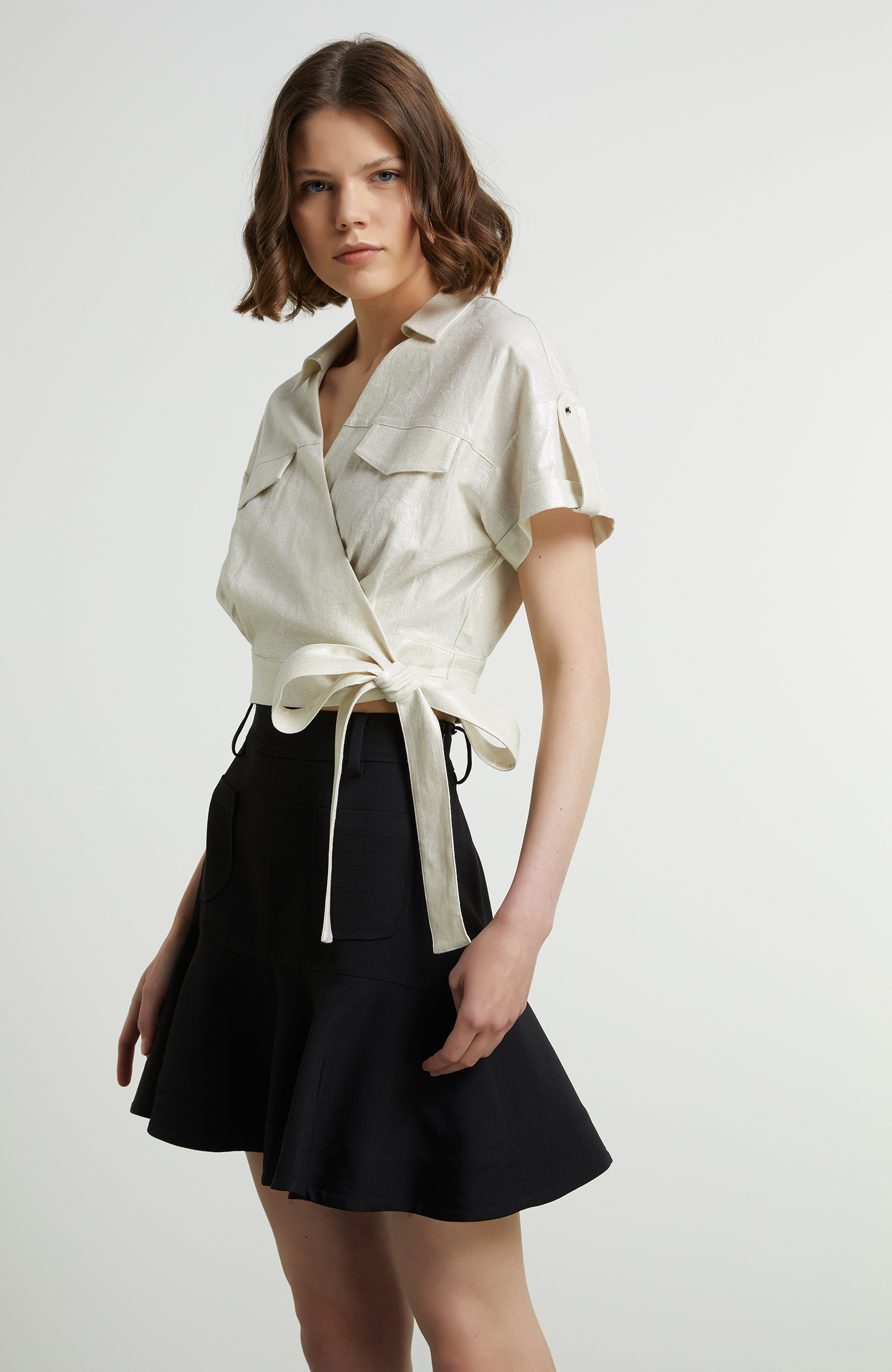 Taş Varaklı Kruvaze Bluz