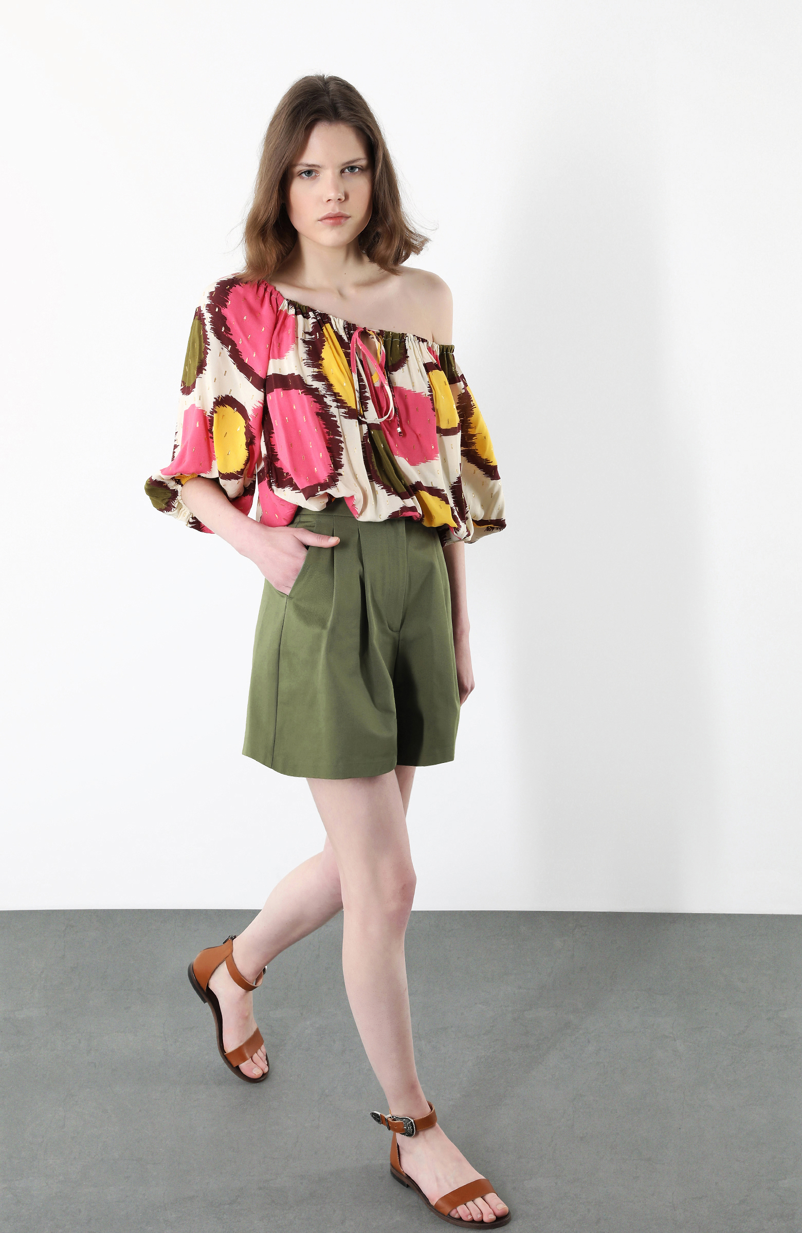 Colorblocked Desenli Bluz Colorblocked Desenli Bluz