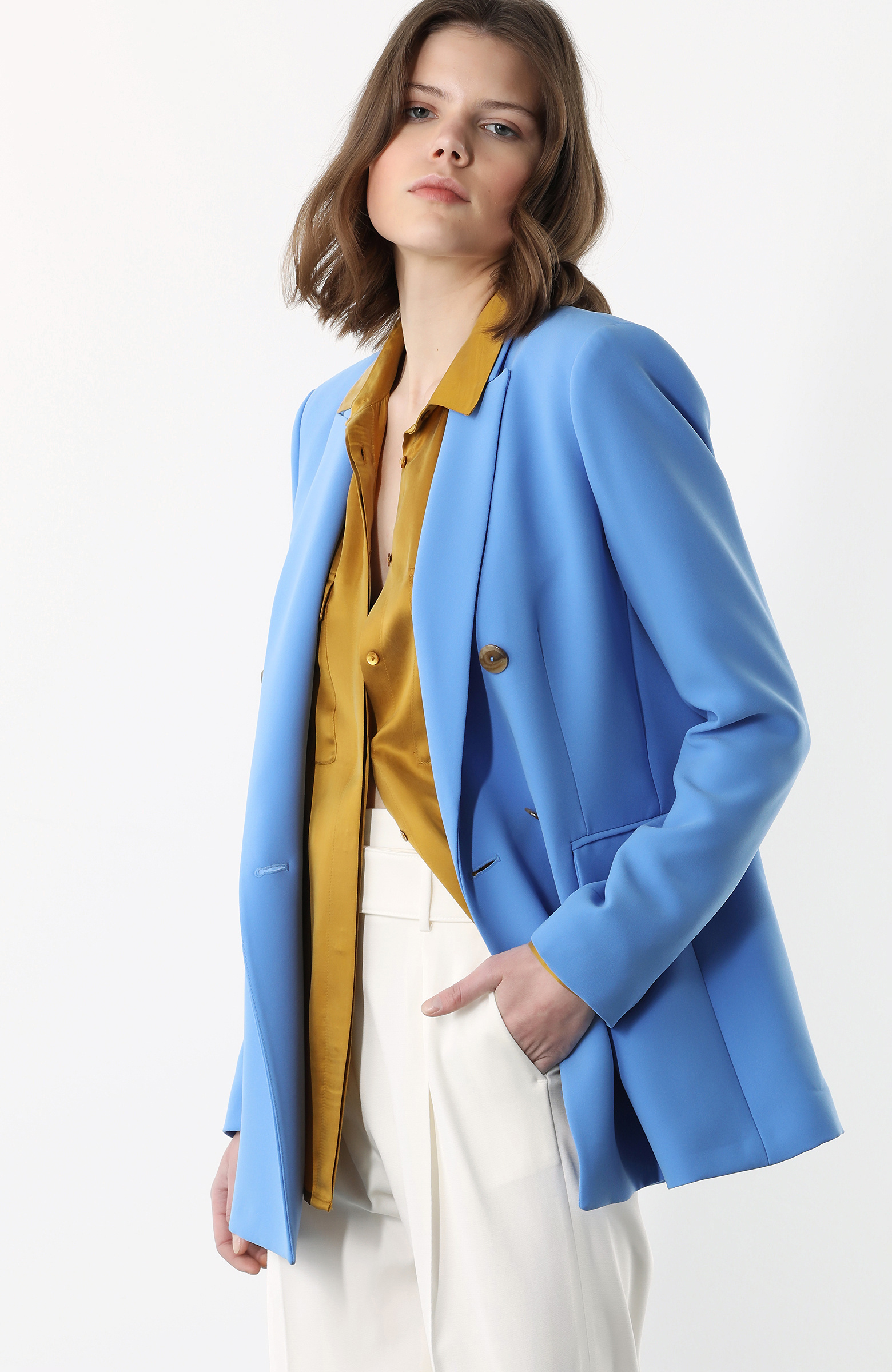 Regular Fit Mavi Kruvaze Ceket Regular Fit Mavi Kruvaze Ceket