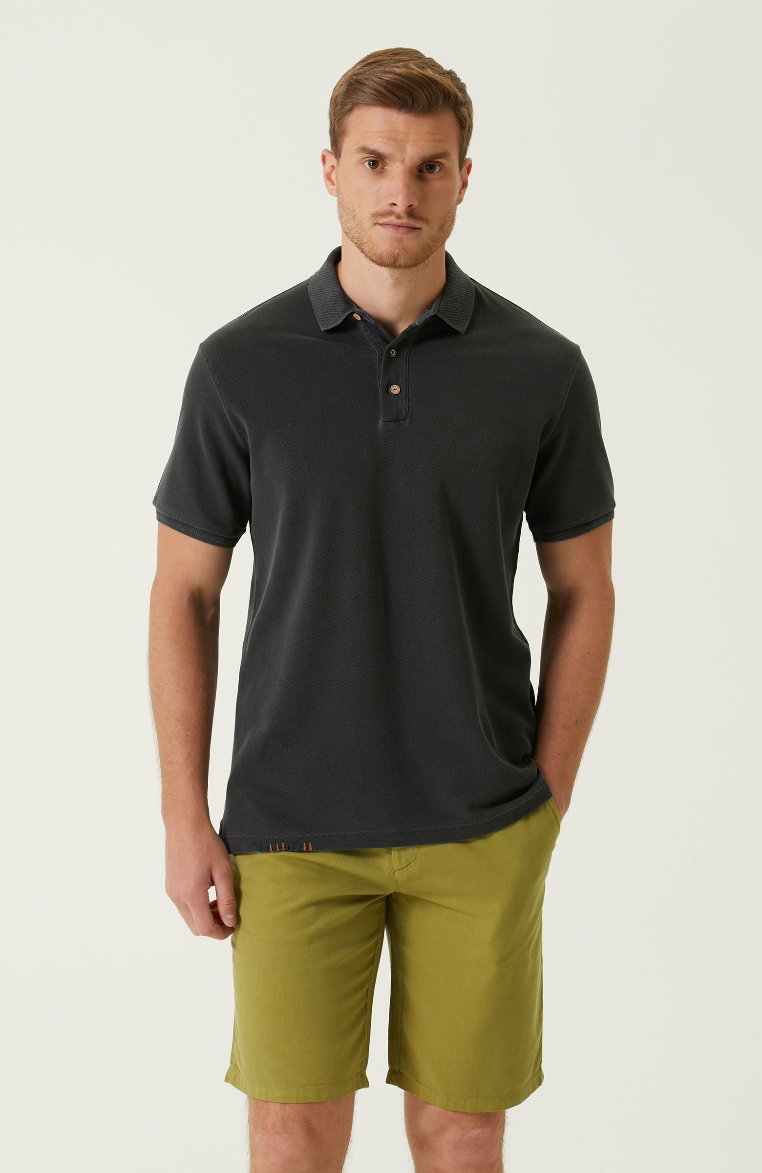 Slim Fit Antrasit Polo Yaka T-shirt Slim Fit Antrasit Polo Yaka T-shirt