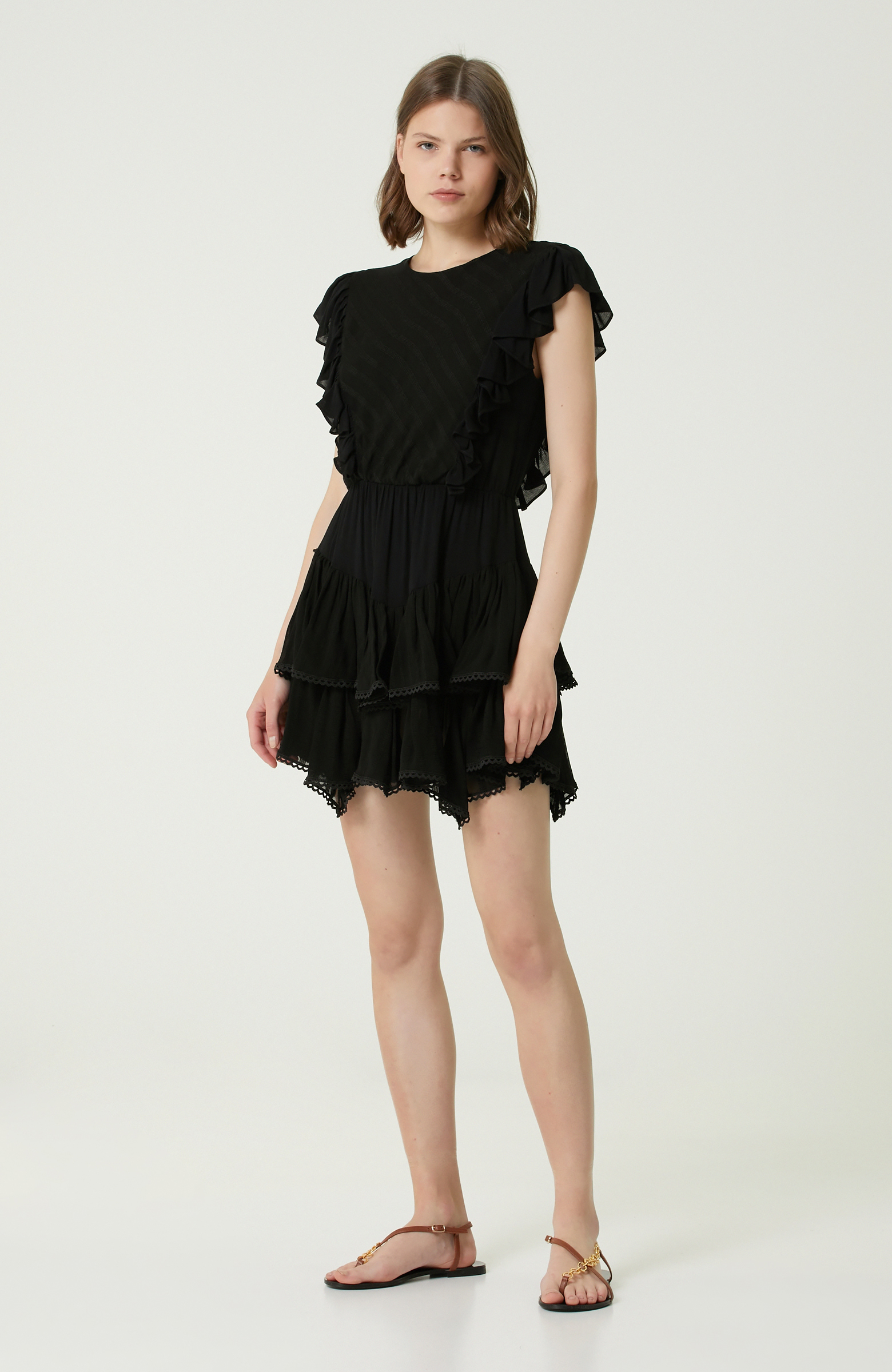 Siyah Çizgili Mini Elbise Siyah Çizgili Mini Elbise