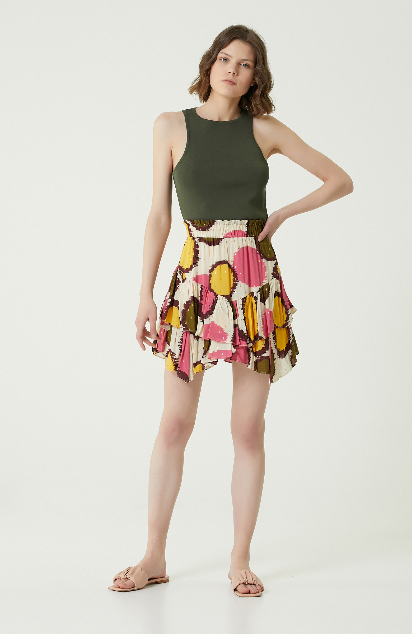 Colorblocked Desenli Mini Etek Colorblocked Desenli Mini Etek