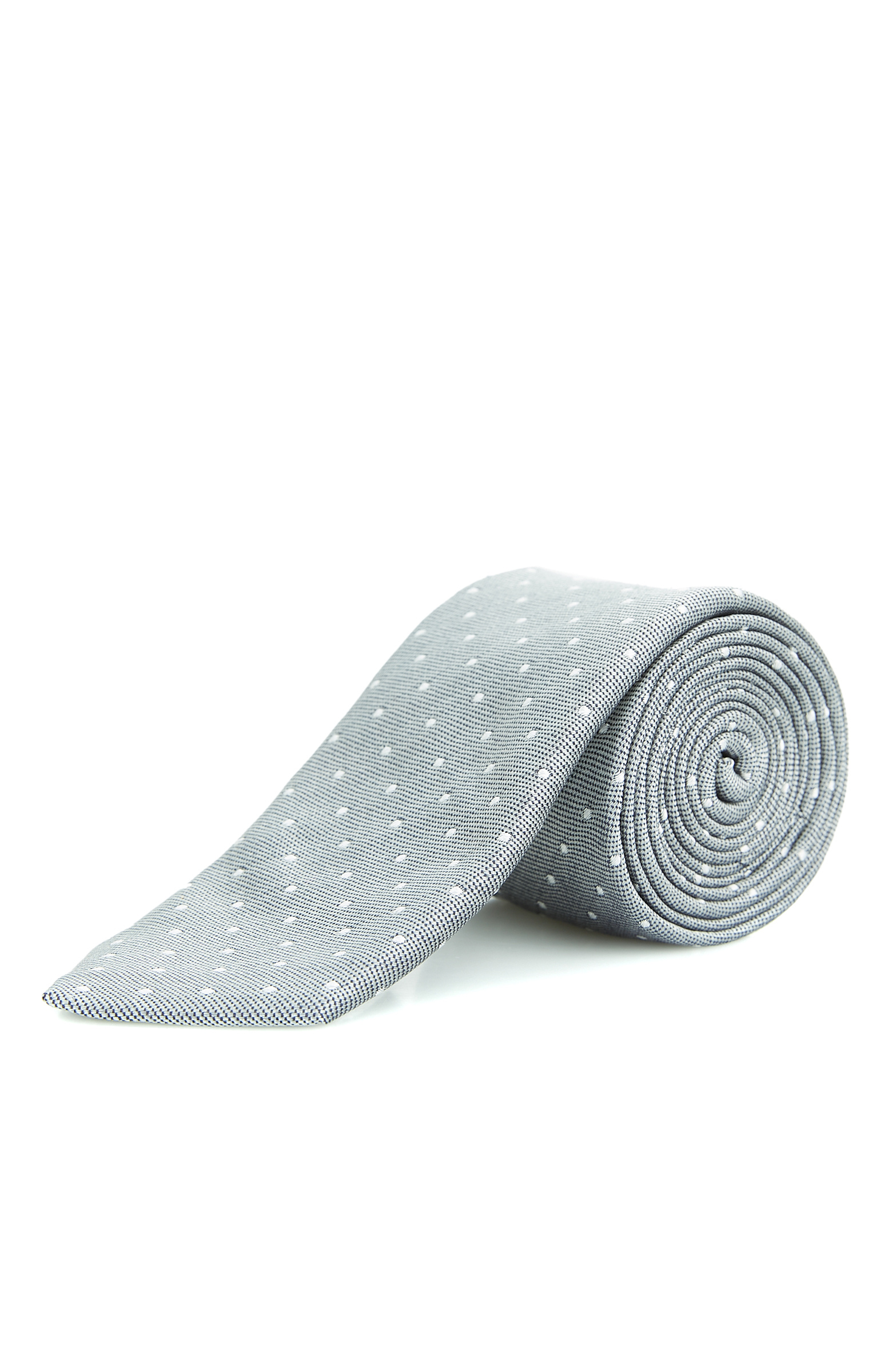 Gri Puantiyeli İpek Kravat