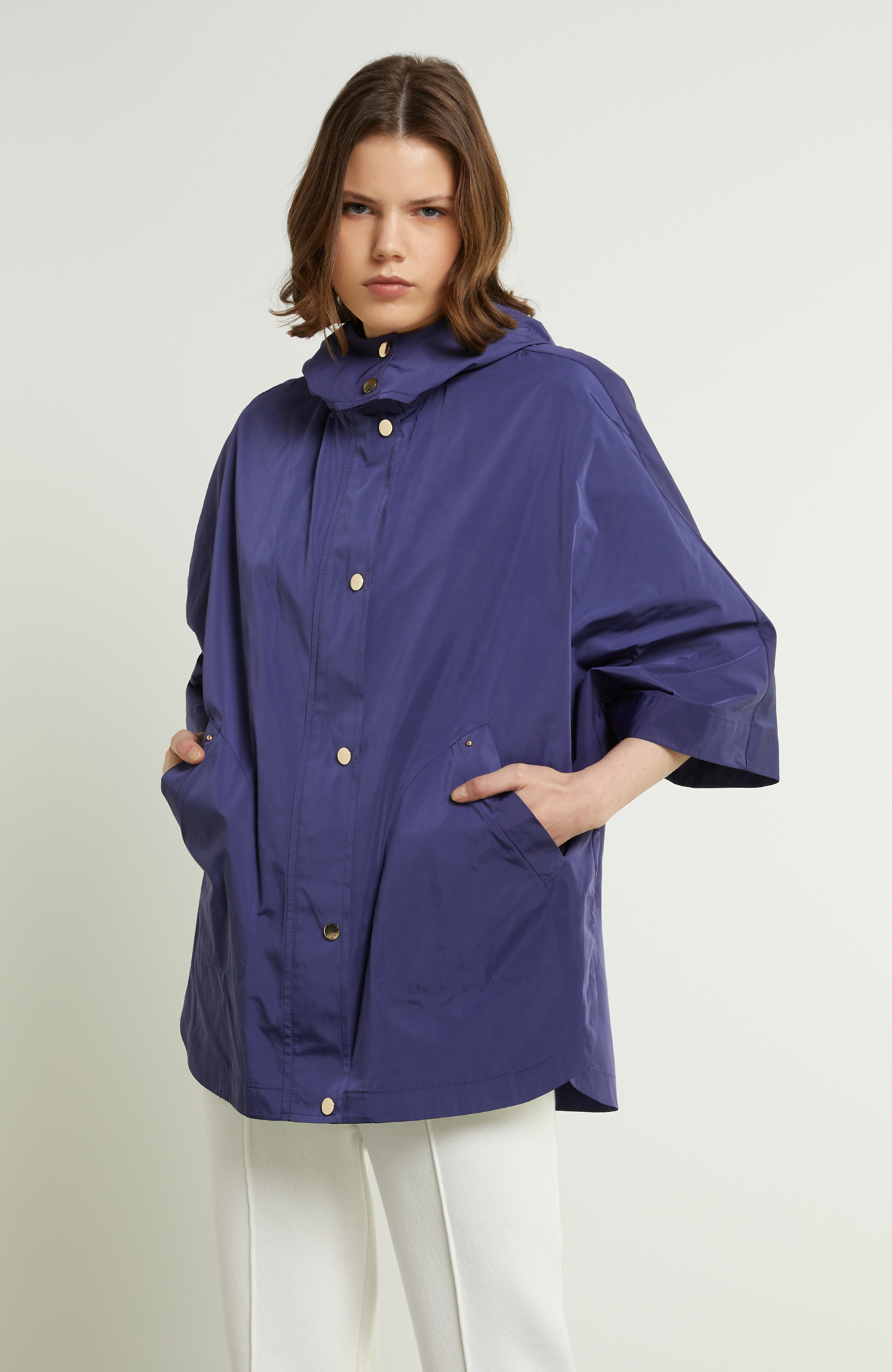 Regular Fit Indigo Kapüşonlu Mont Regular Fit Indigo Kapüşonlu Mont