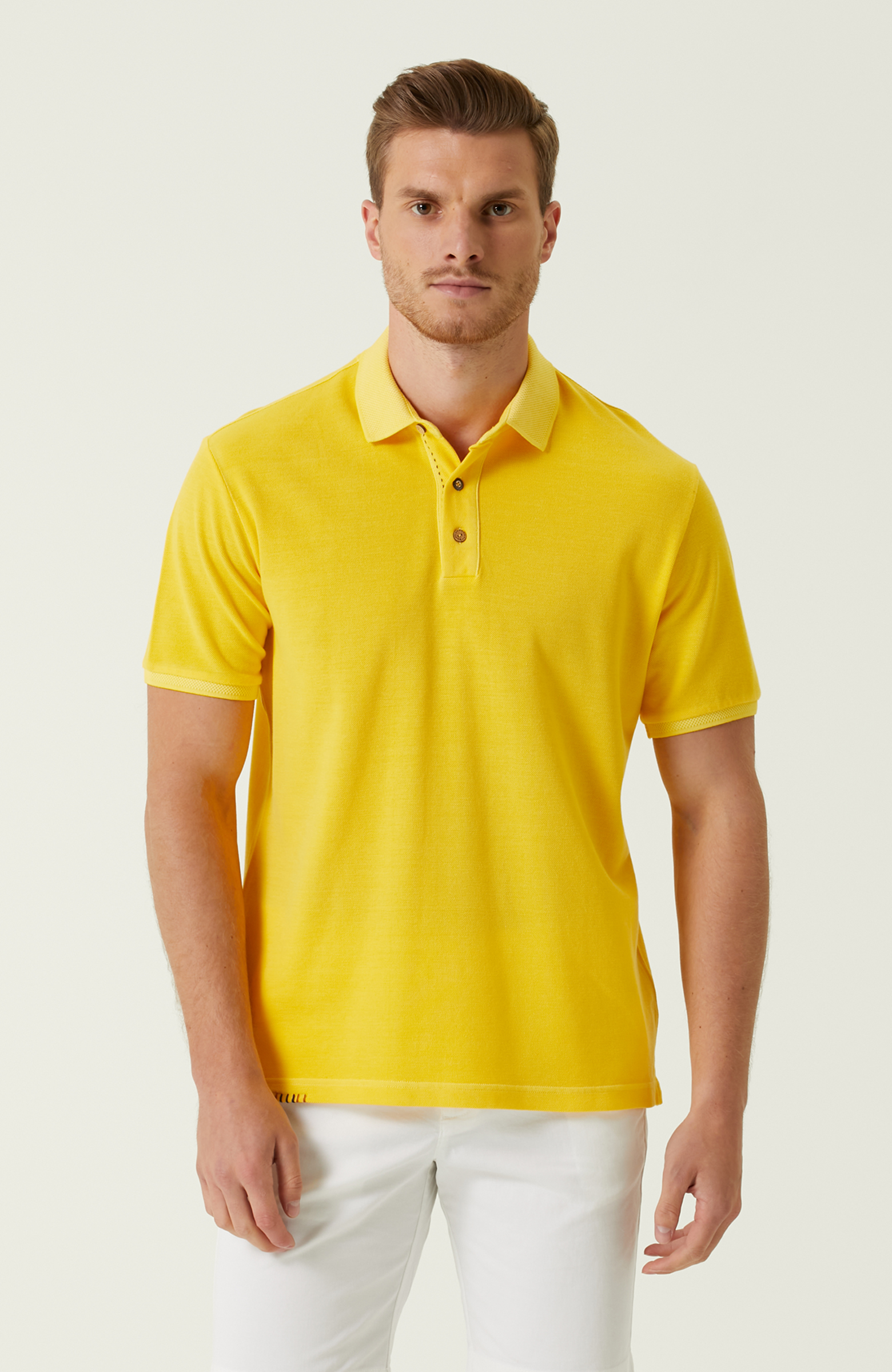 Slim Fit Sarı Polo Yaka T-shirt
