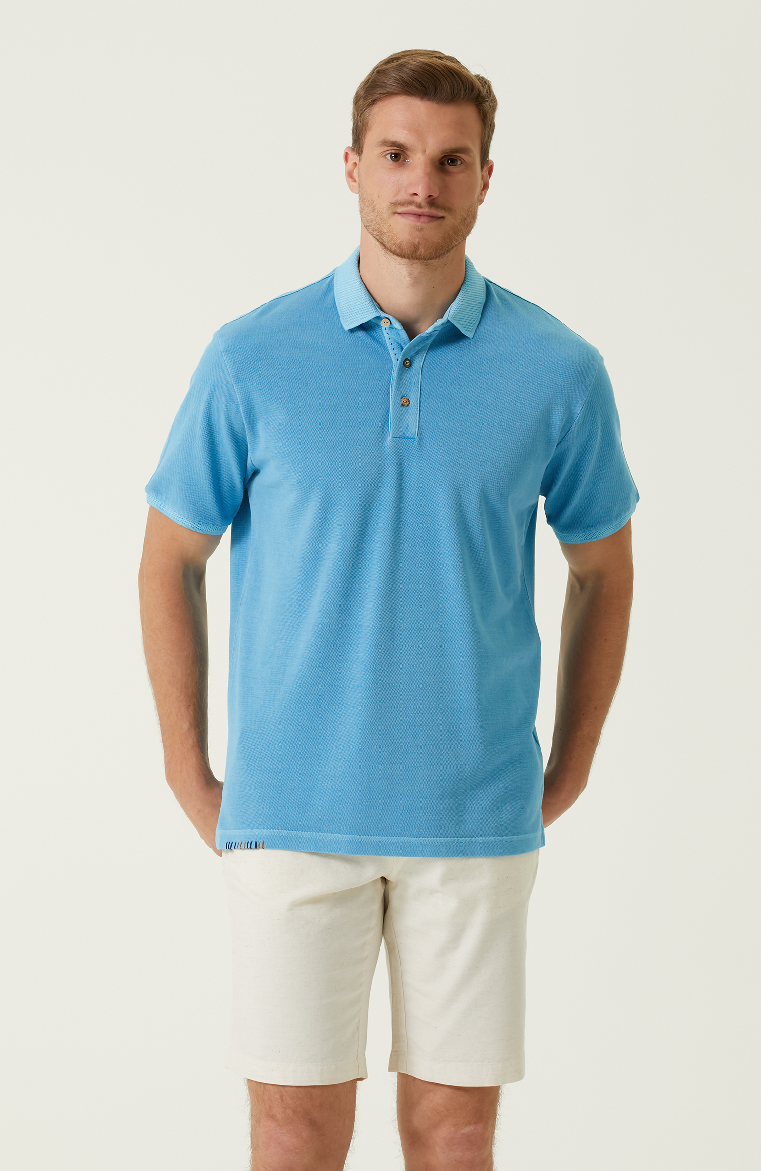 Slim Fit Turkuaz Polo Yaka T-shirt Slim Fit Turkuaz Polo Yaka T-shirt