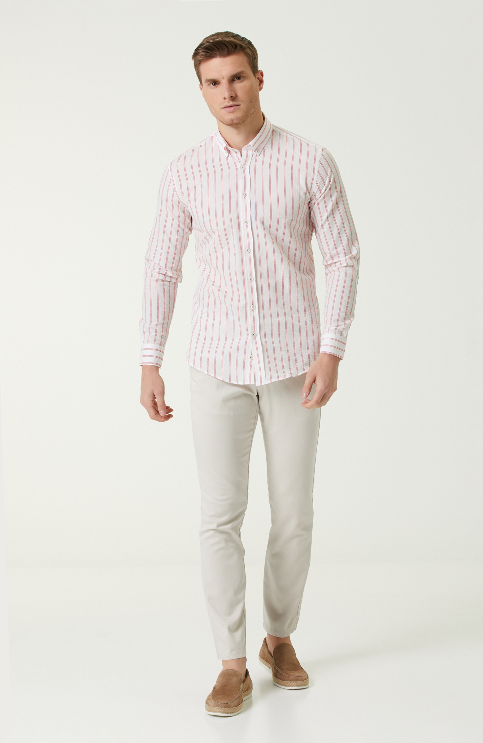 Slim Fit Taş Normal Bel Pantolon