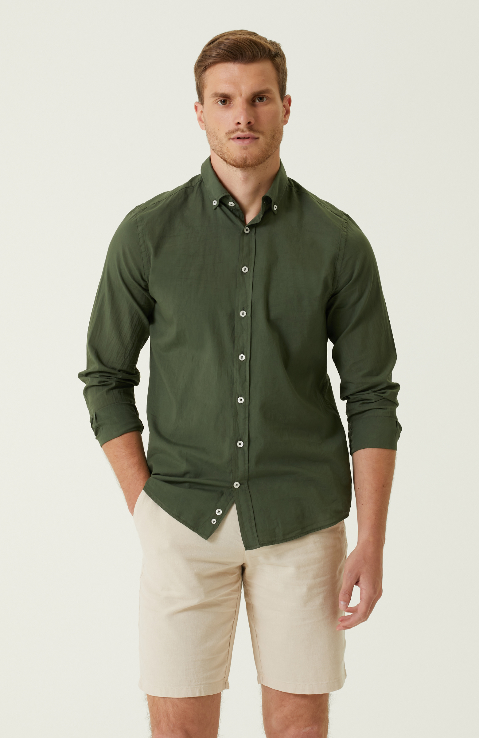 Comfort Fit Haki Gömlek