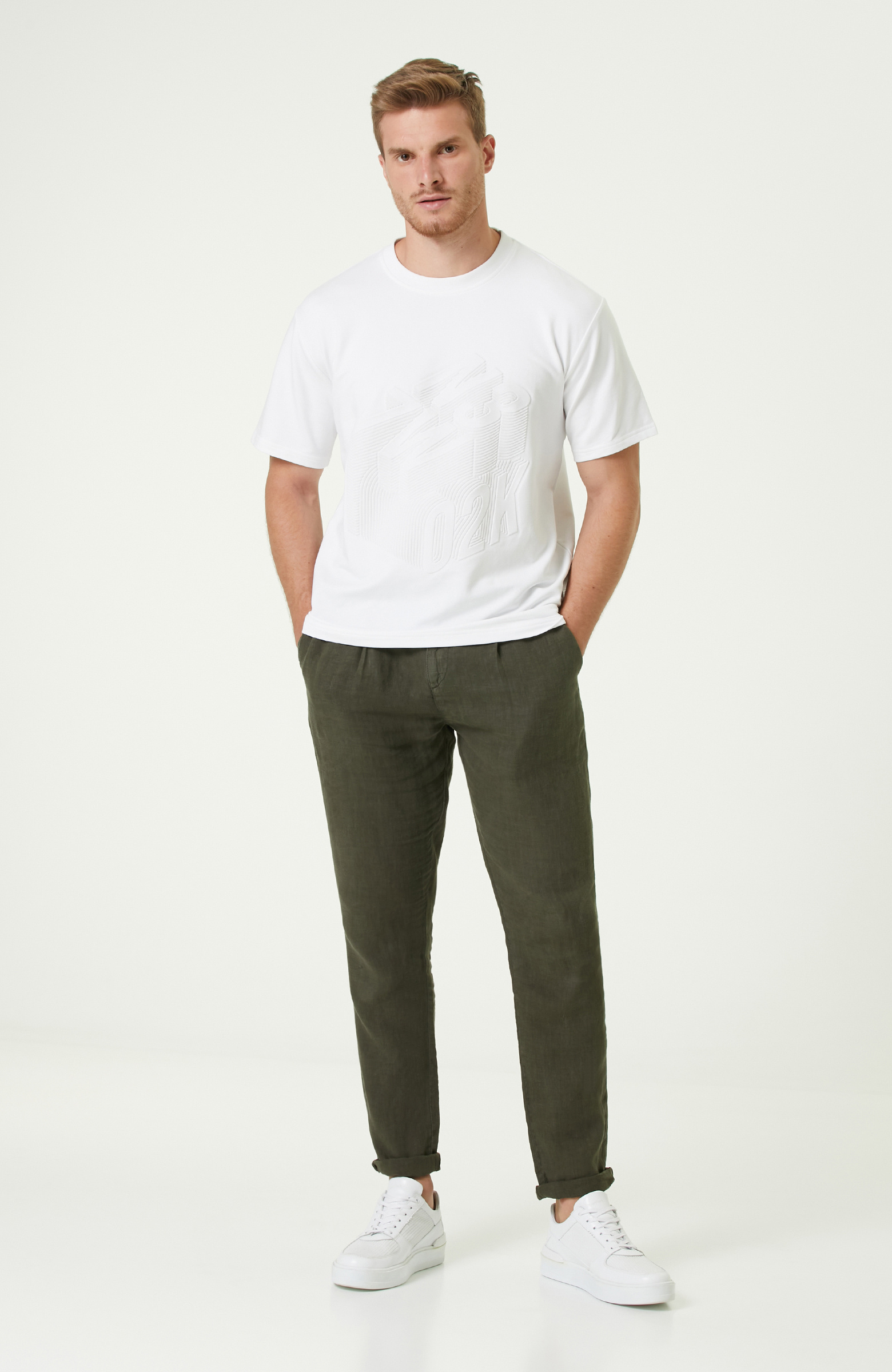 Jogger Fit Haki Keten Pantolon