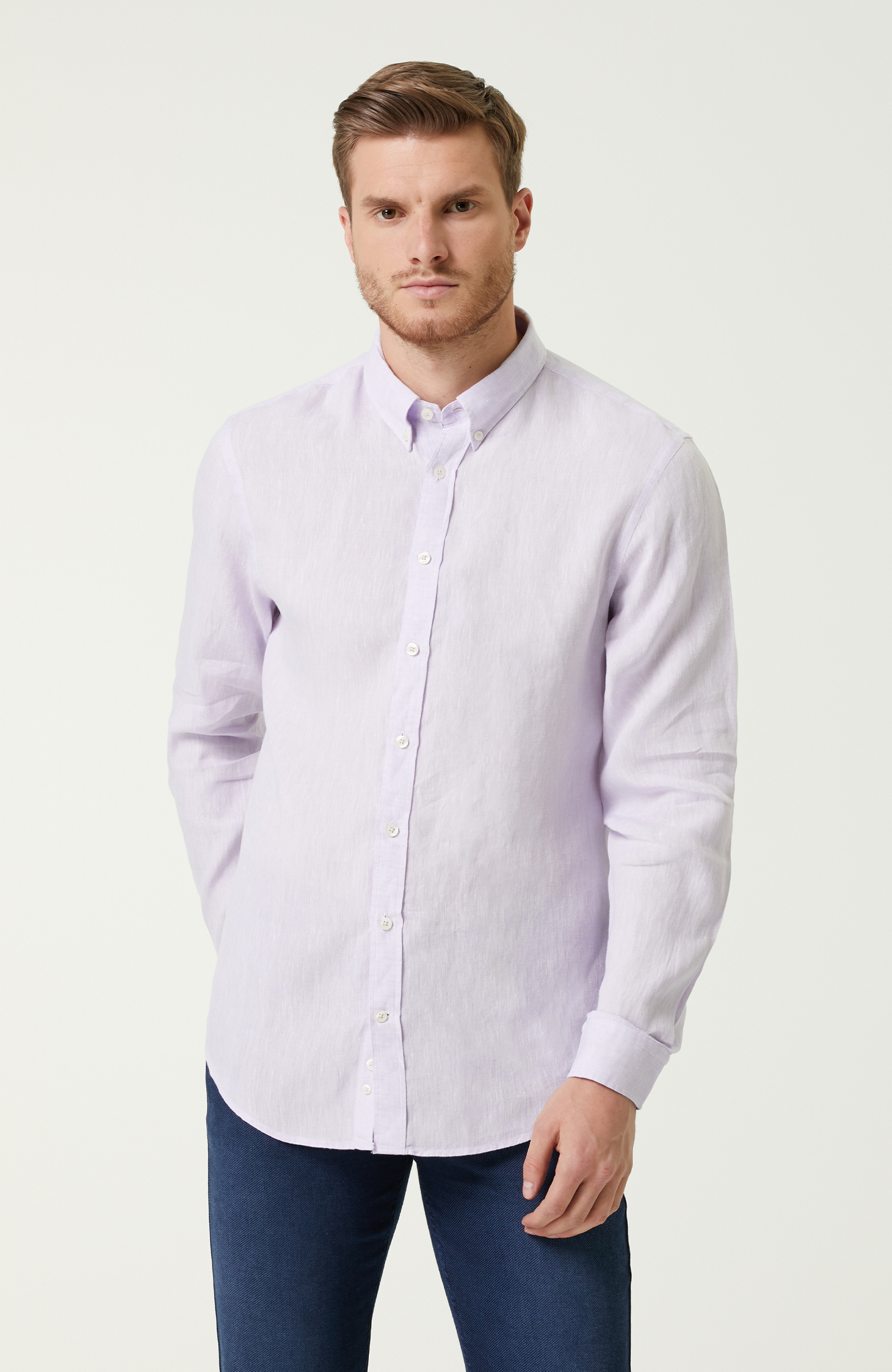 Comfort Fit Lila Keten Gömlek