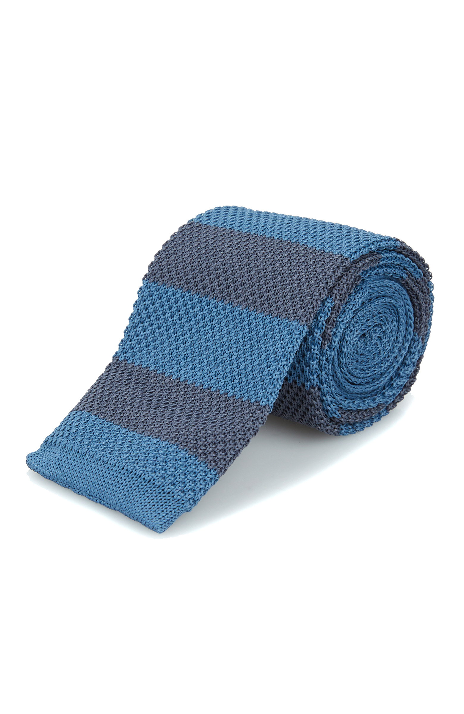 Mavi Gri Örgü Dokulu Kravat