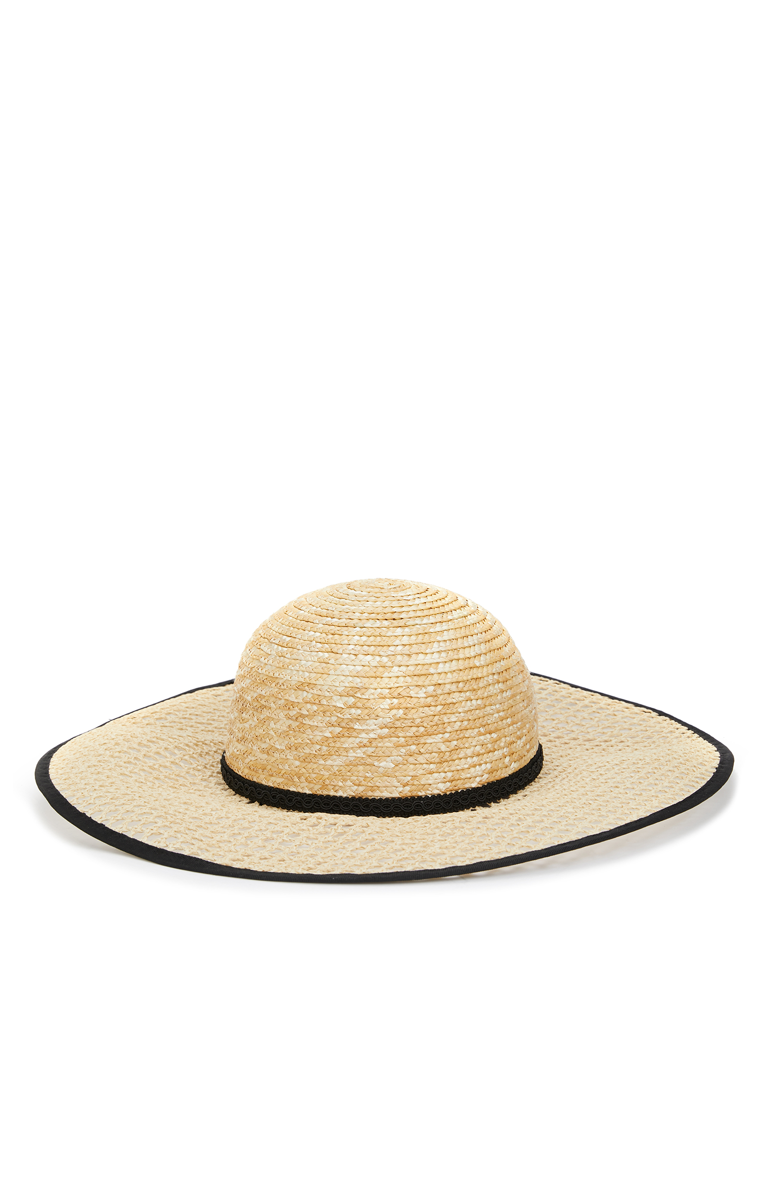 Siyah Bej Biye Detaylı Kadın Hasır Şapka Siyah Bej Biye Detaylı Kadın Hasır Şapka