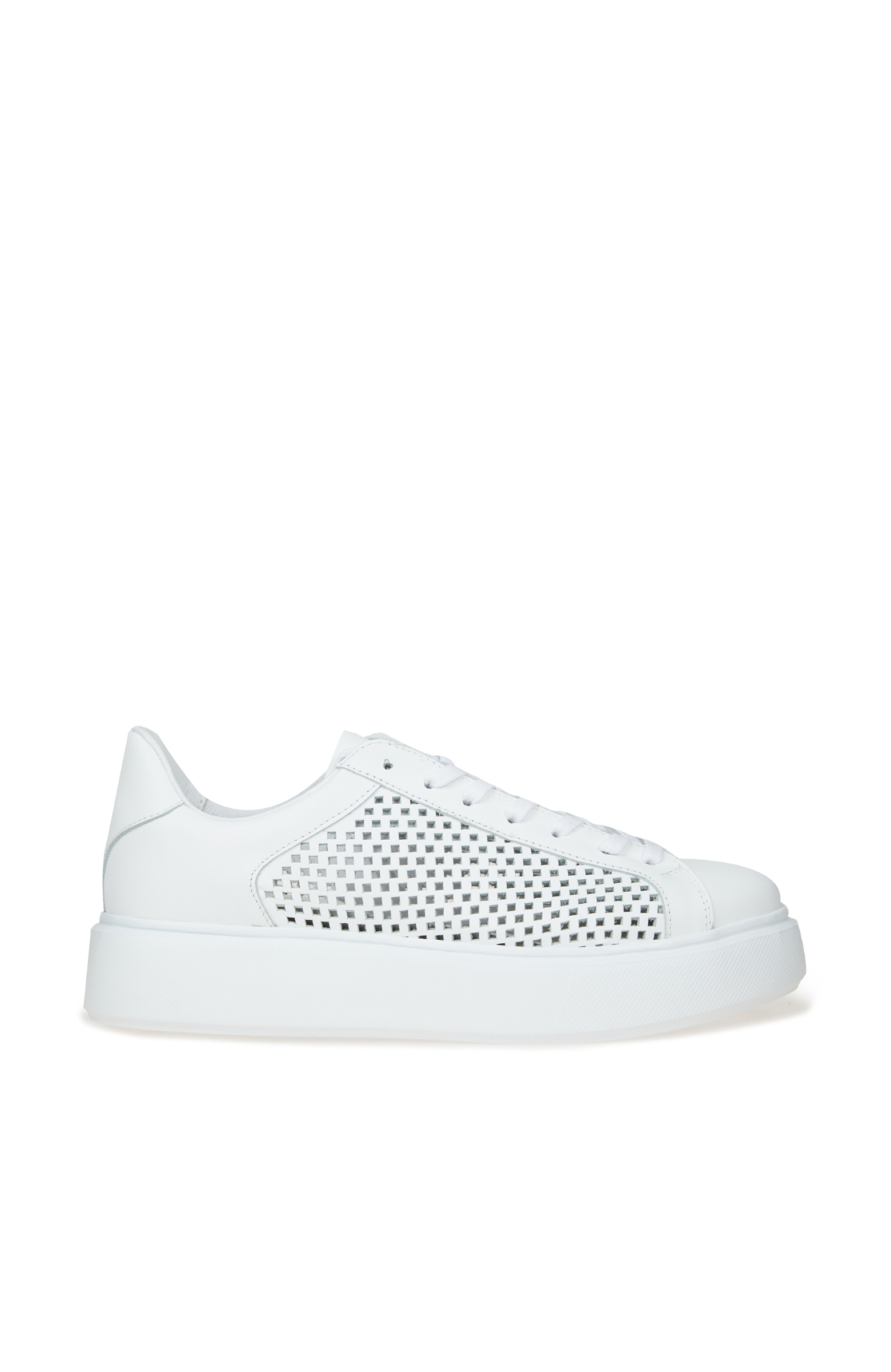 Beyaz File Garnili Kadın Deri Sneaker Beyaz File Garnili Kadın Deri Sneaker