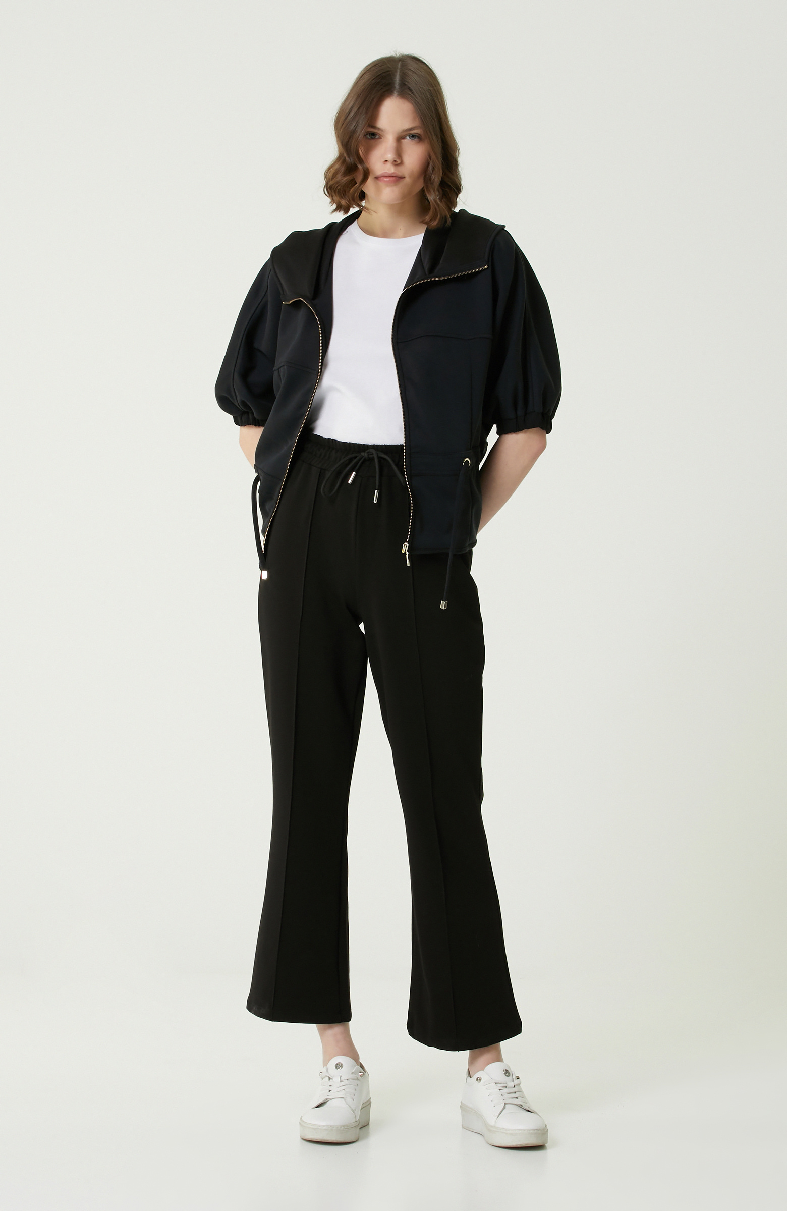 Geniş Fit Siyah Bol Paça Eşofman Altı