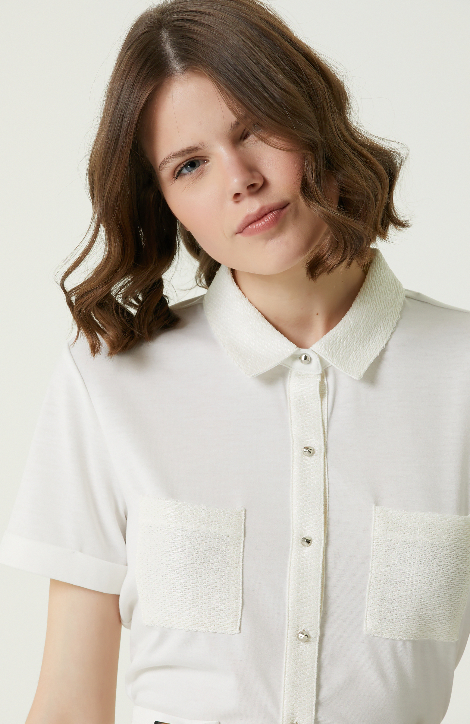 Basic Fit Ekru Kısa Kol Gömlek Basic Fit Ekru Kısa Kol Gömlek