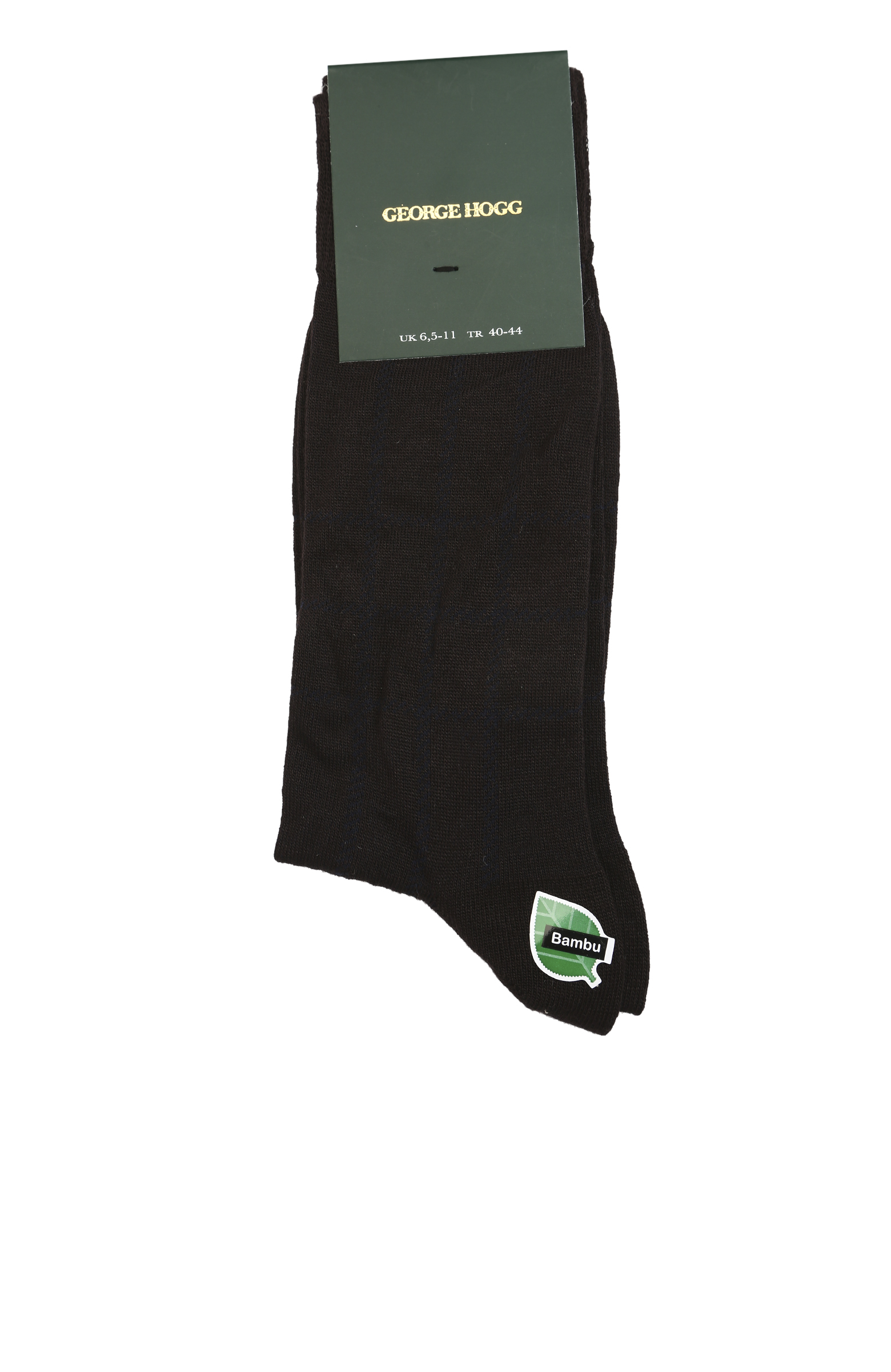 Kahverengi Kare Desenli Erkek Bambu Çorap