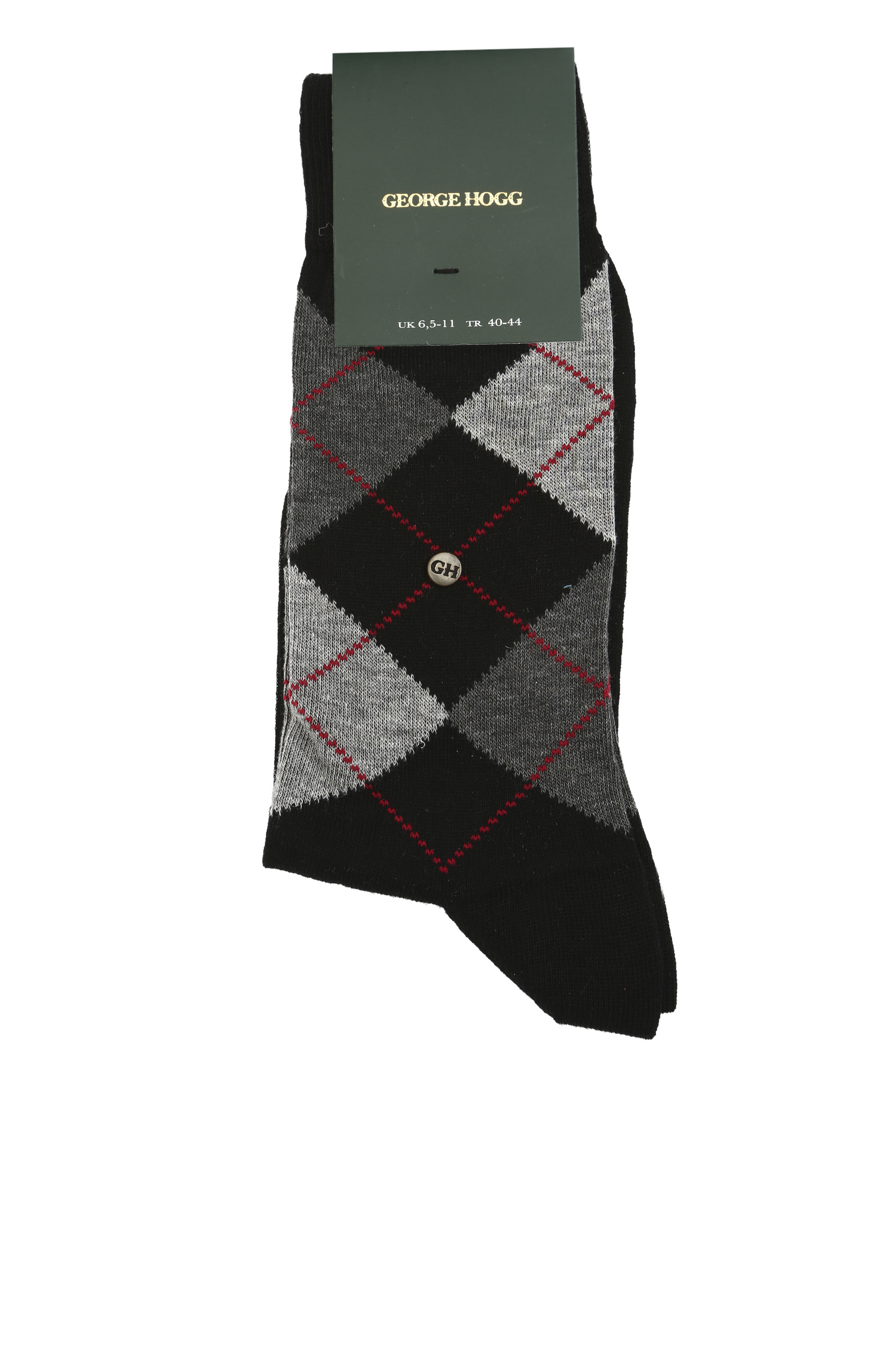 Siyah Gri Baklava Desenli Erkek Çorap