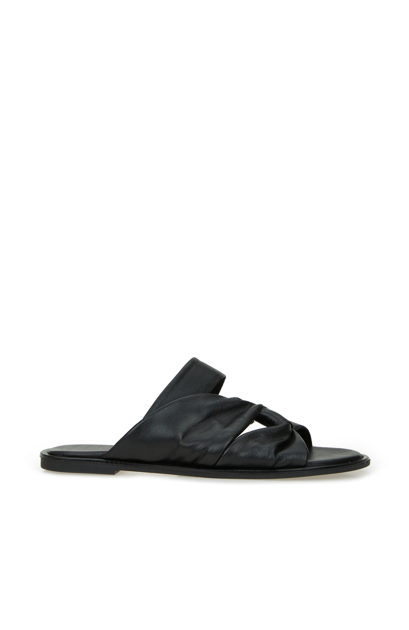 Siyah Bantlı Kadın Deri Terlik