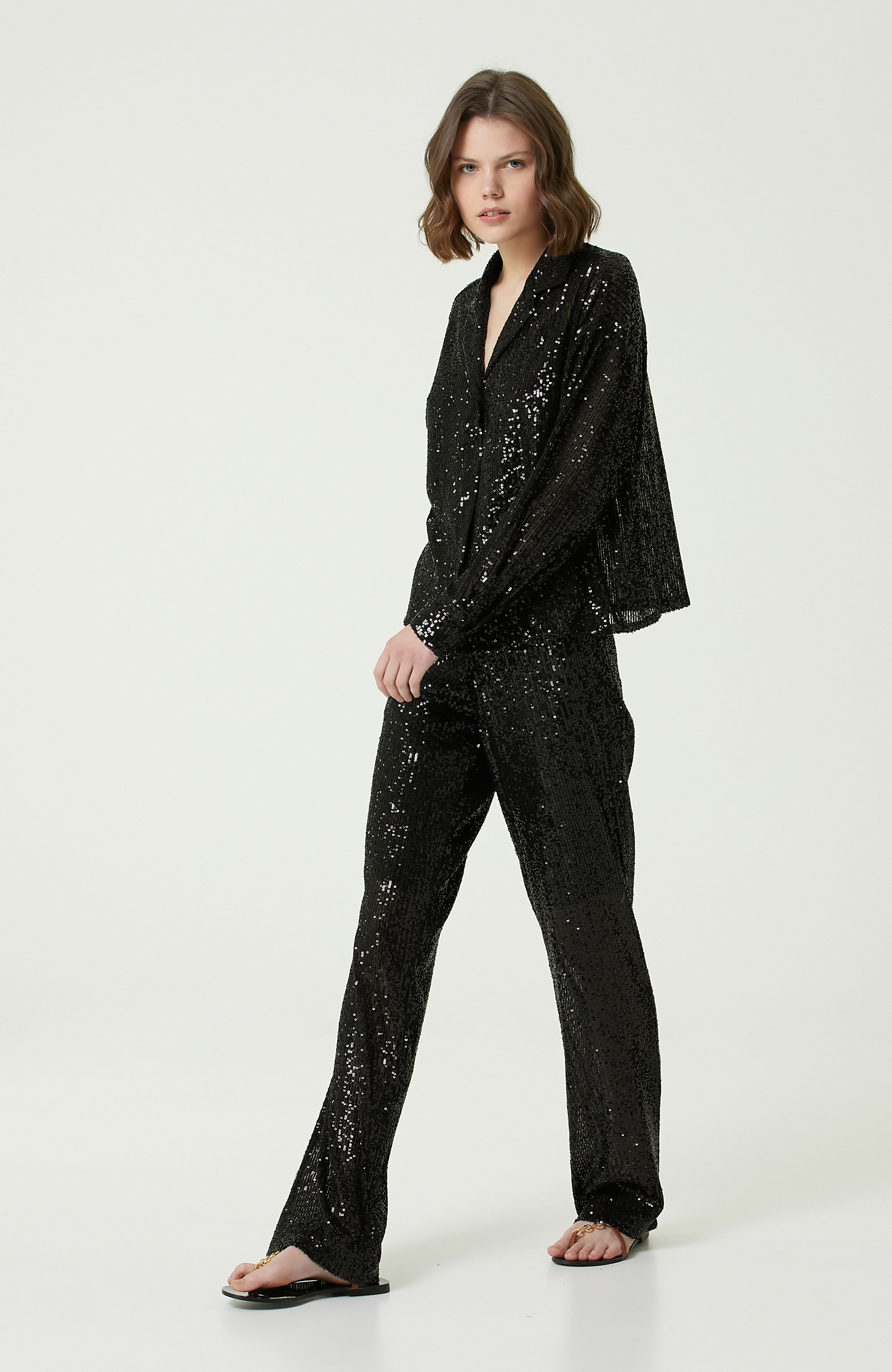 Slim Fit siyah Payetli Pantolon Slim Fit siyah Payetli Pantolon