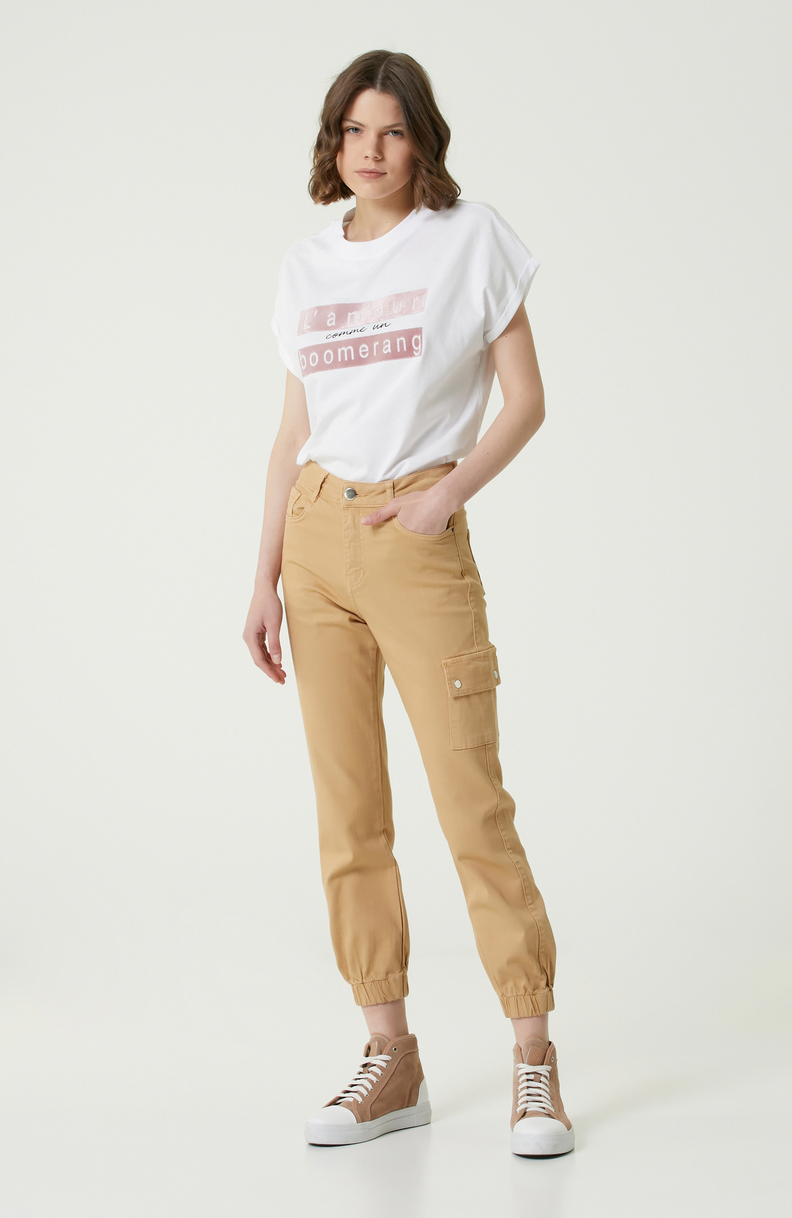 Basic Fit Camel Paça Detaylı Jean Pantolon Basic Fit Camel Paça Detaylı Jean Pantolon