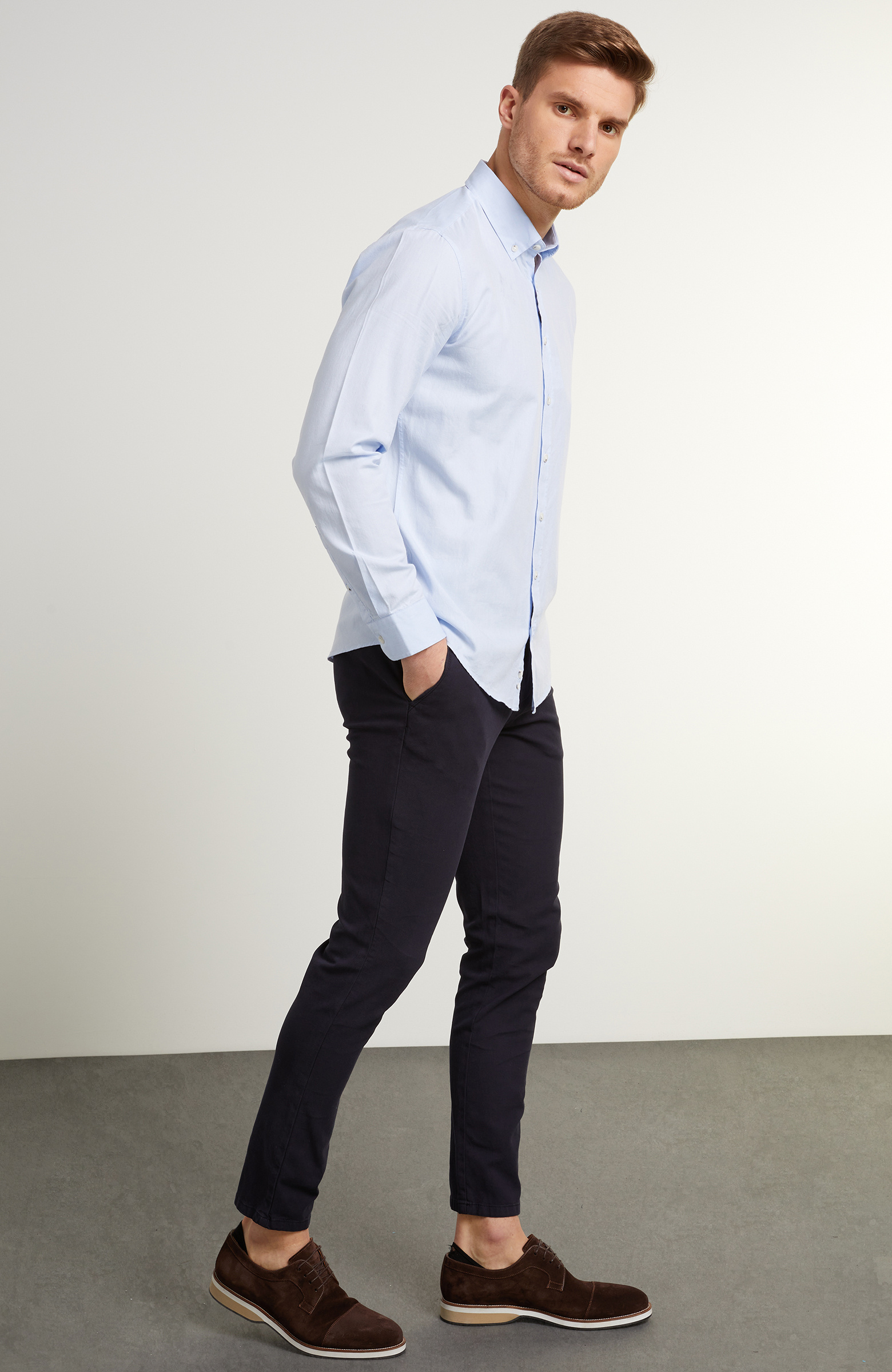 Slim Fit Lacivert Casual Pantolon