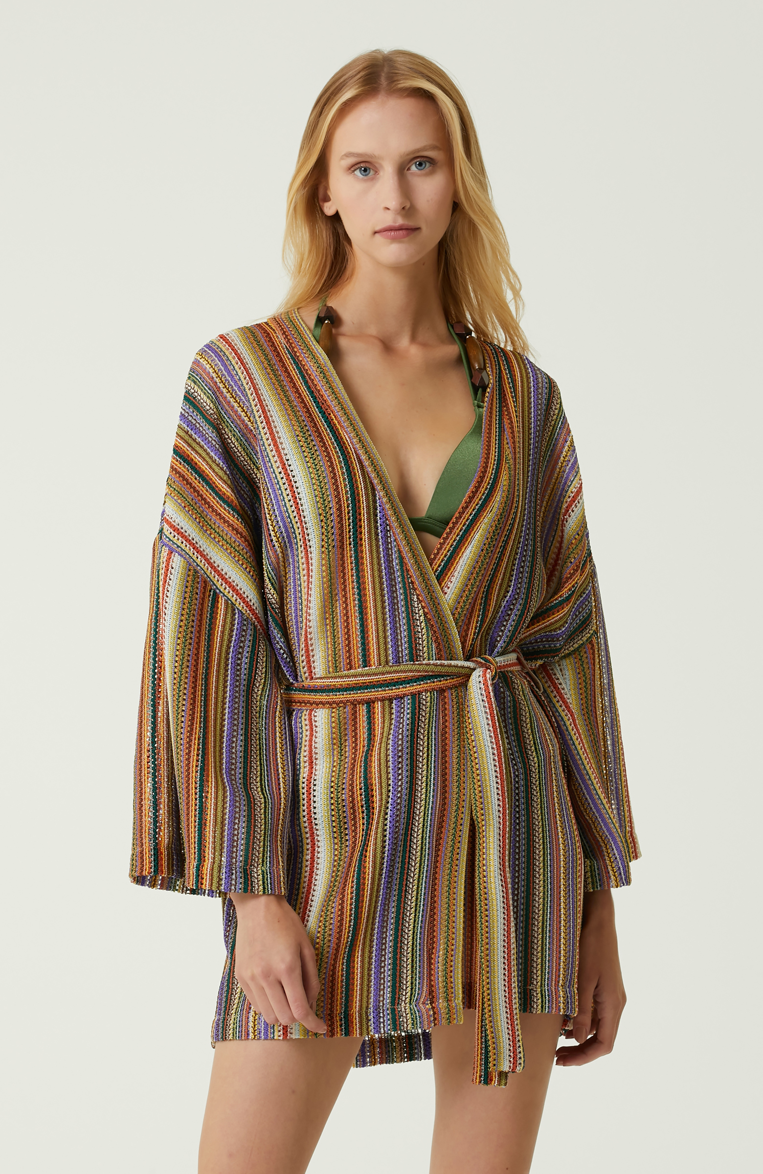 Turuncu Mor Çizgi Desenli Pareo Turuncu Mor Çizgi Desenli Pareo