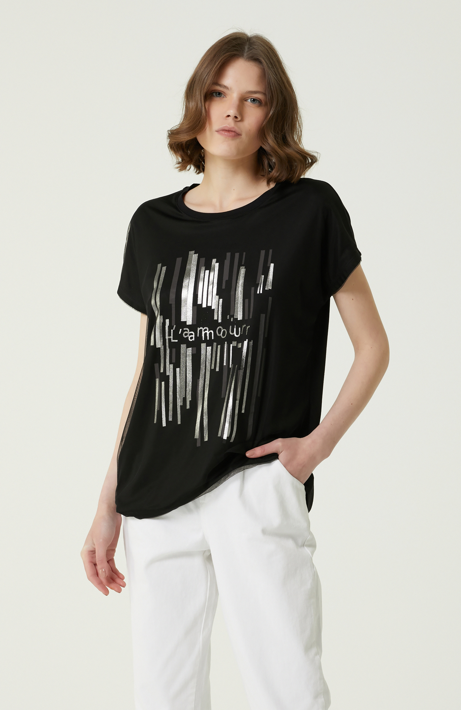 Siyah Baskılı T-shirt