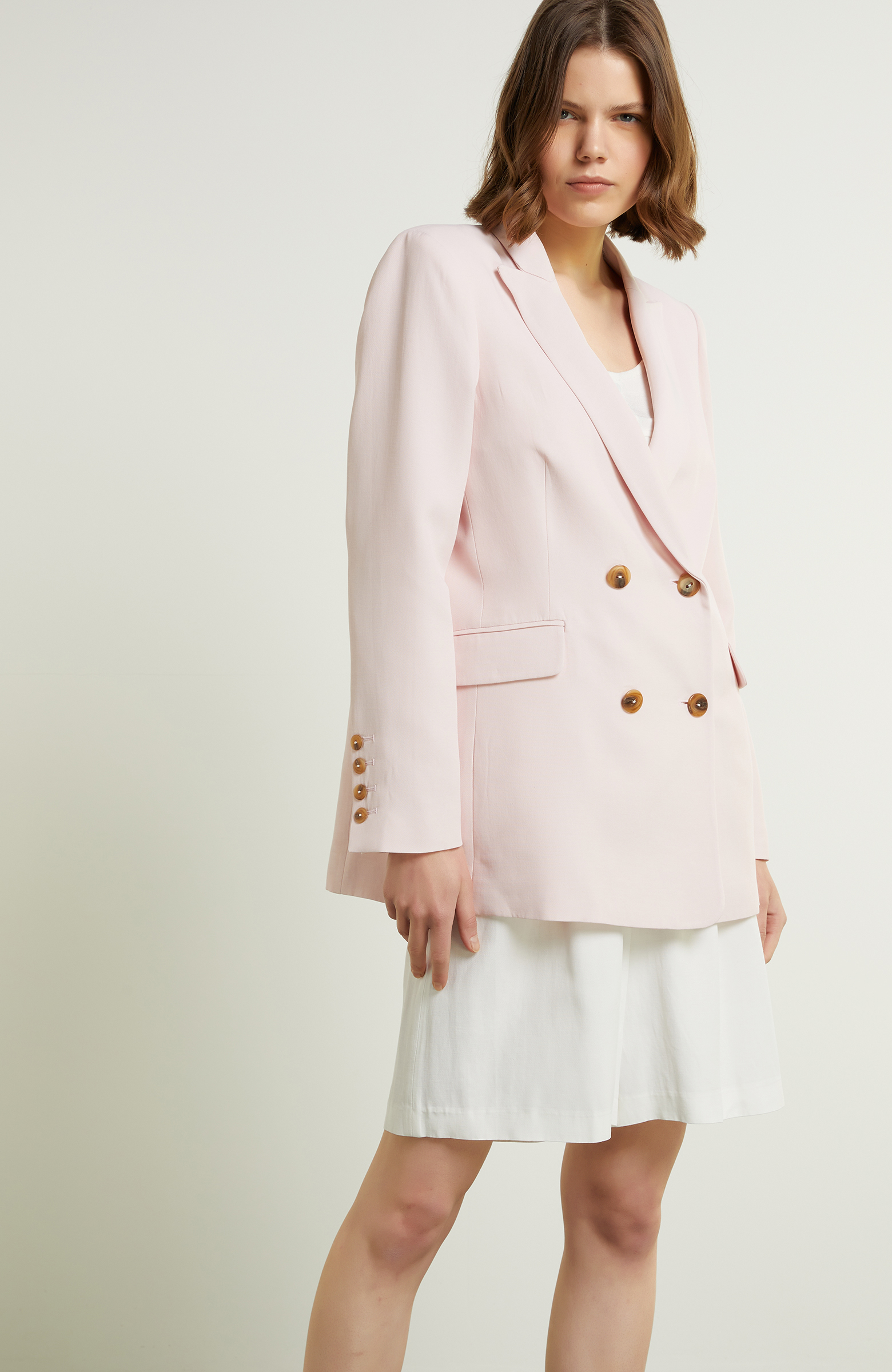 Regular Fit Pembe Kruvaze Ceket Regular Fit Pembe Kruvaze Ceket