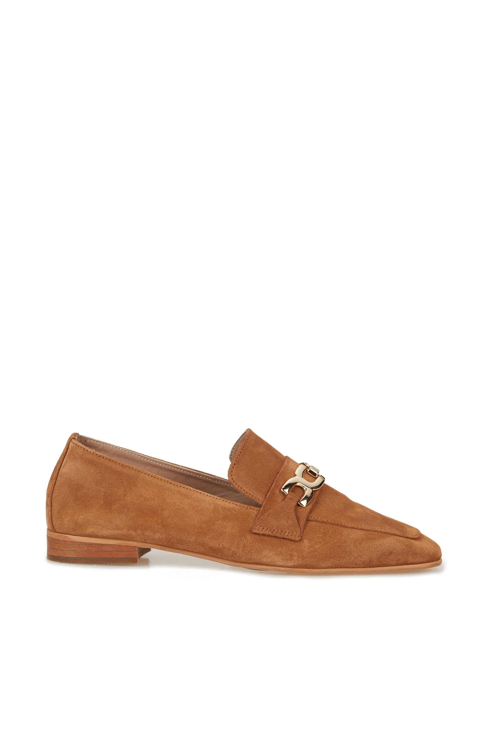 Taba Zincir Detaylı Kadın Süet Loafer Taba Zincir Detaylı Kadın Süet Loafer