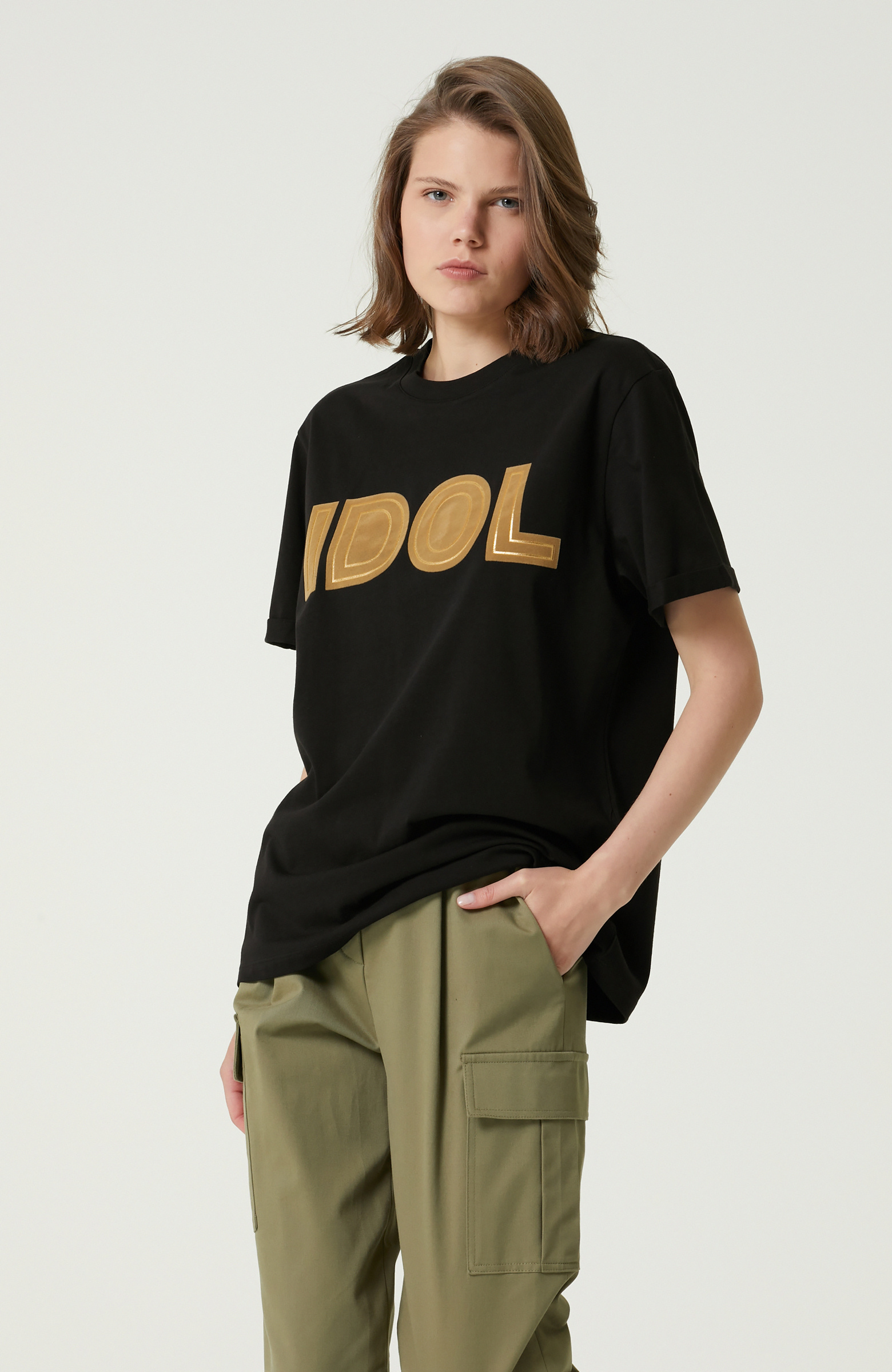 Siyah Yazı Baskılı T-shirt