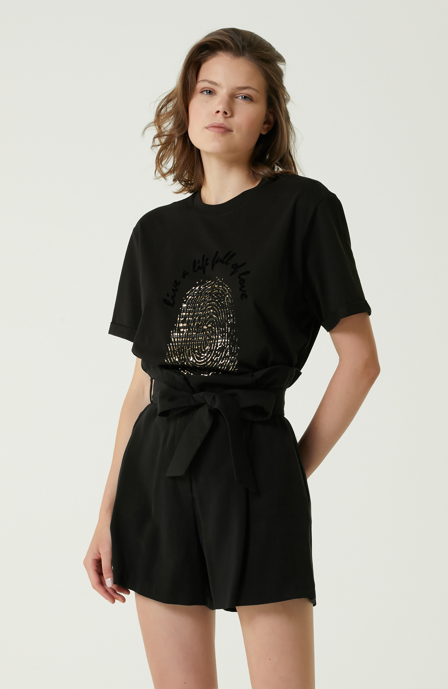 Siyah Baskılı T-shirt