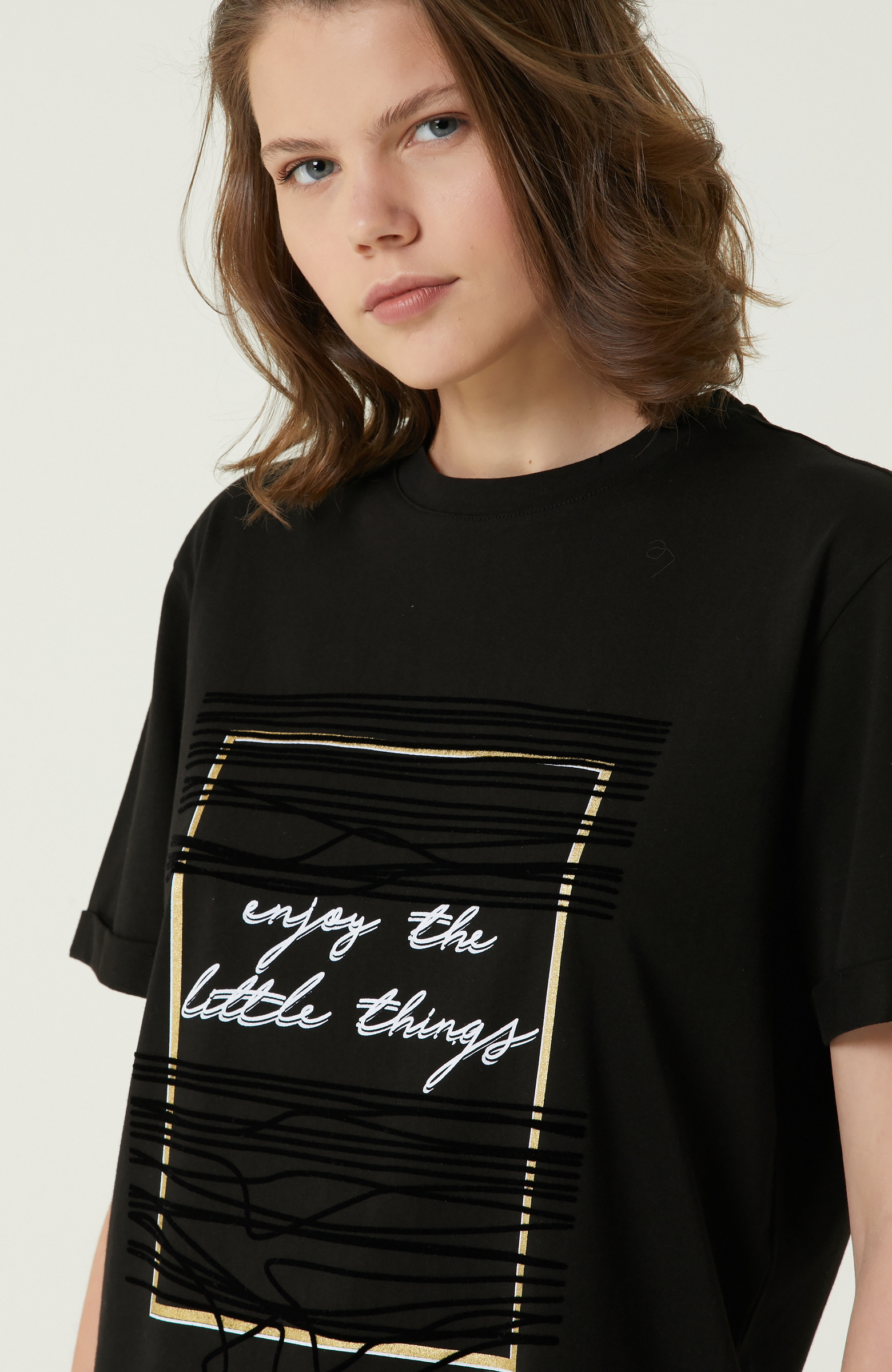 Siyah Baskılı T-shirt