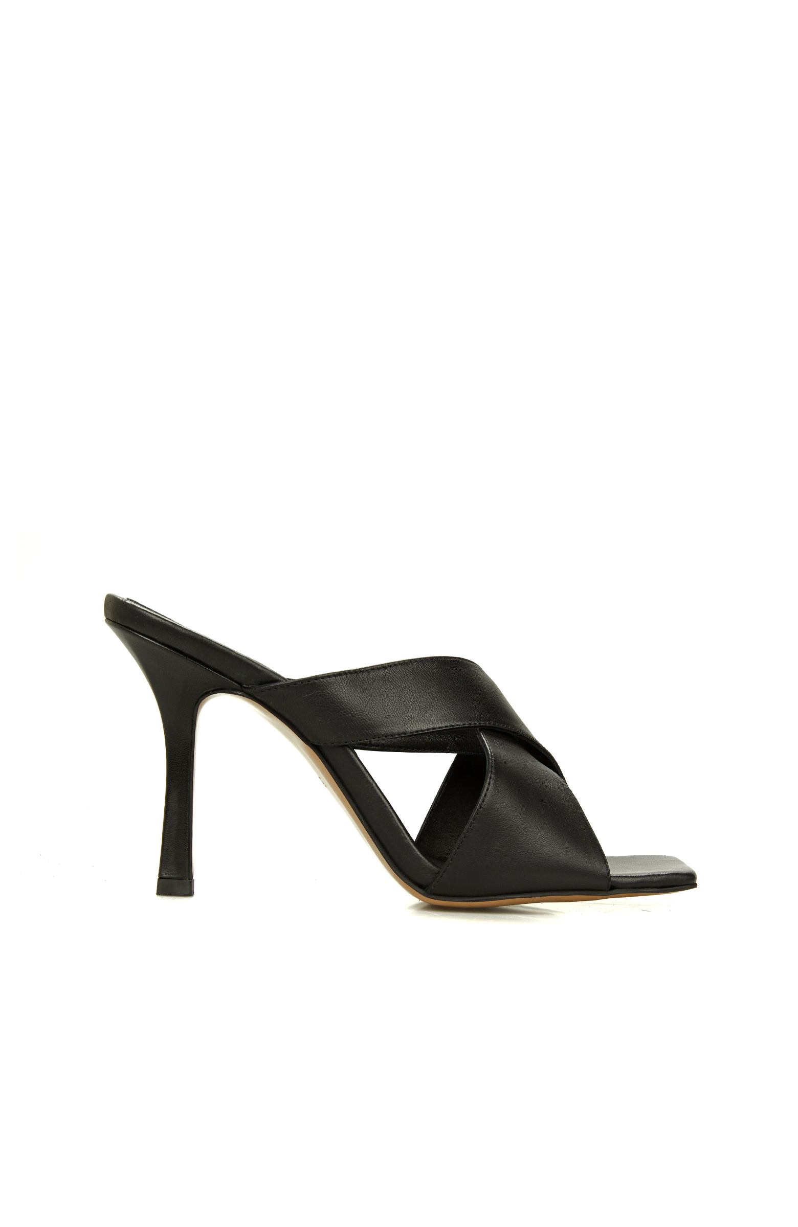 Siyah Çapraz Bantlı Kadın Deri Terlik