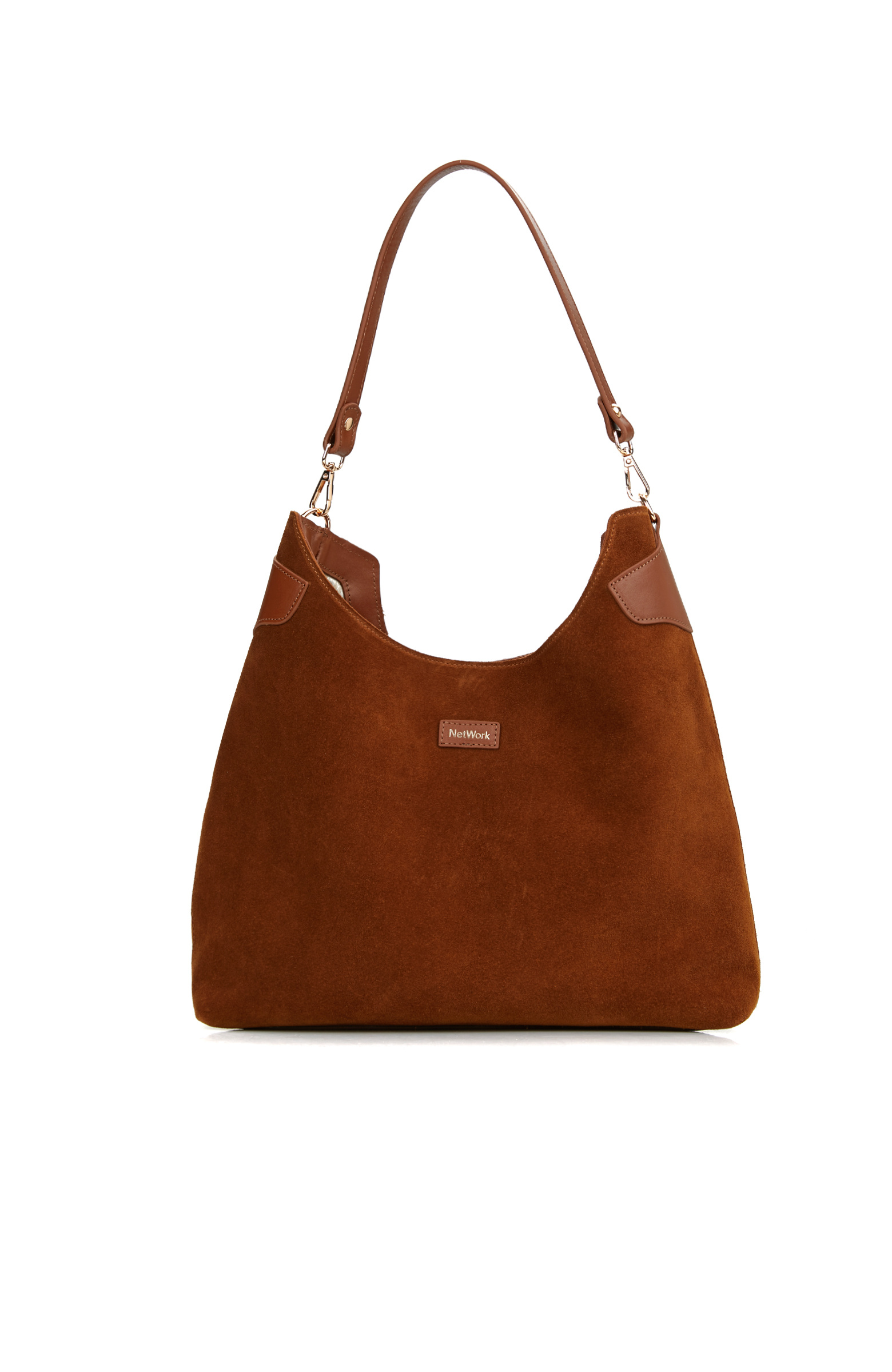 Taba Logolu Kadın Süet Omuz Çantası