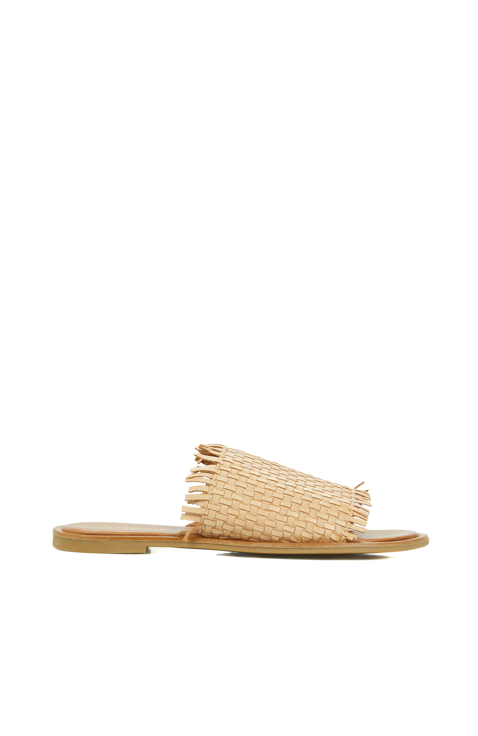 Vizon Örgü Bantlı Kadın Deri Terlik