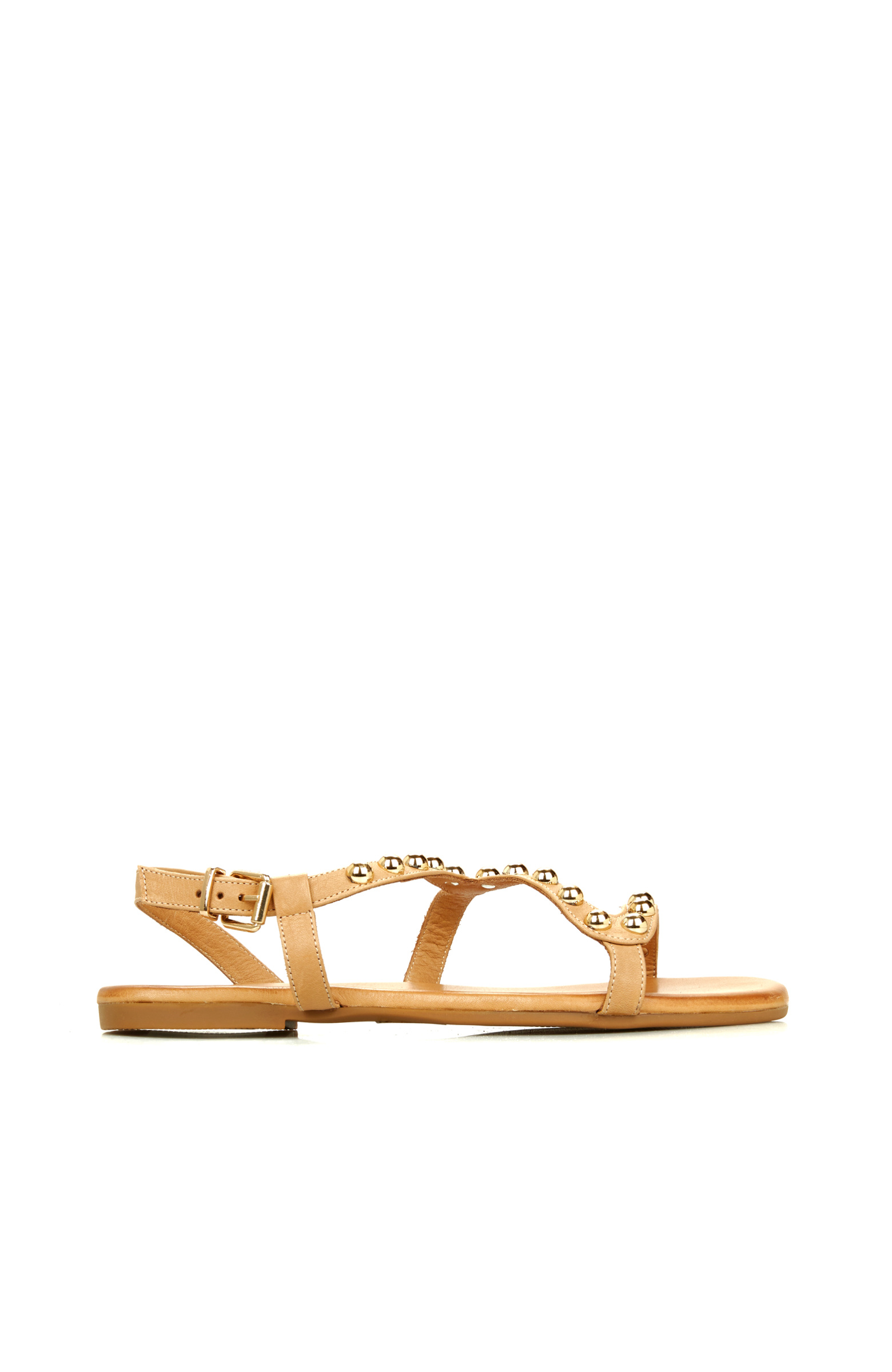 Vizon Trok Detaylı Kadın Deri Sandalet