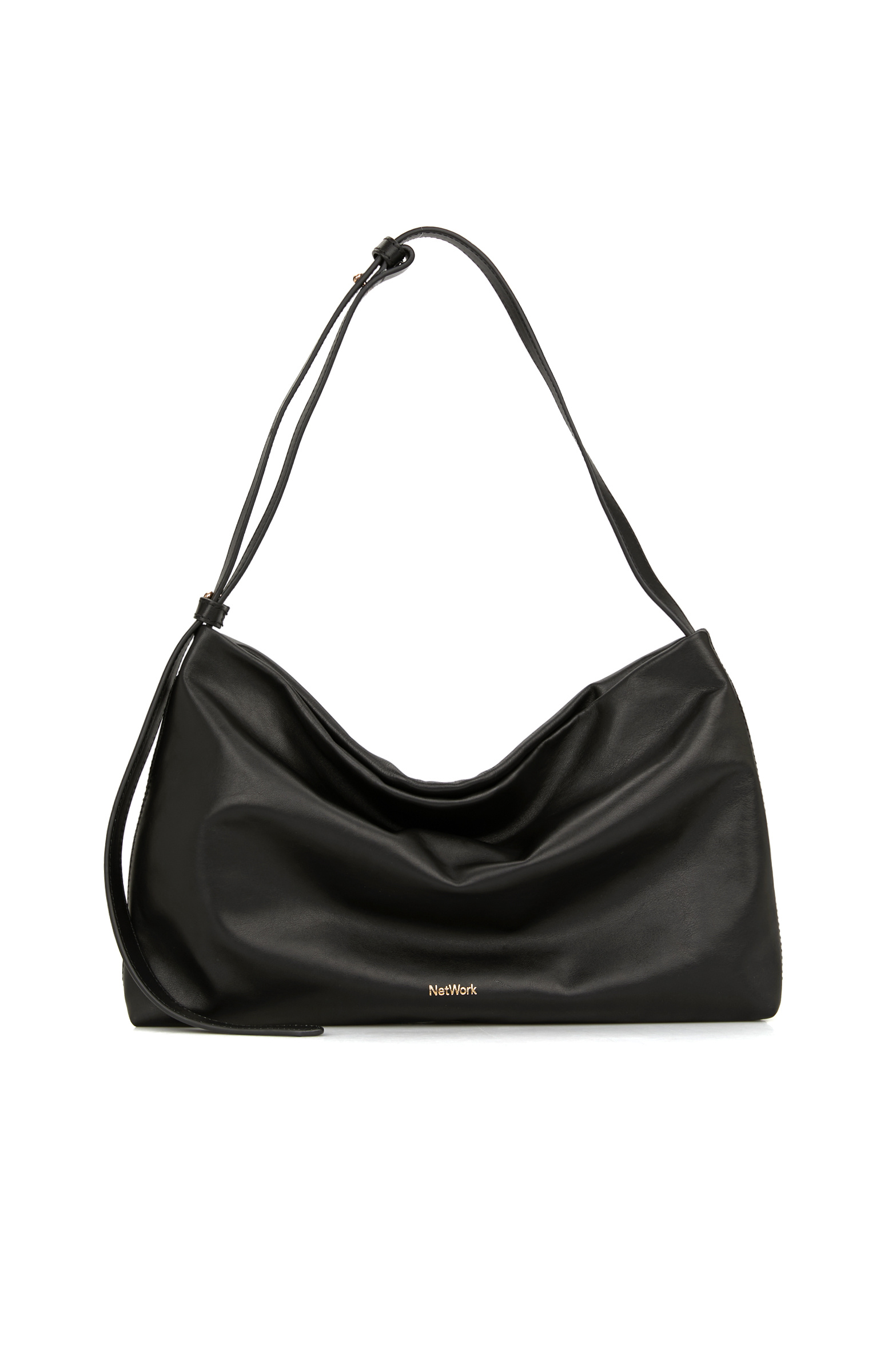 Siyah Logolu Kadın Deri Omuz Çantası