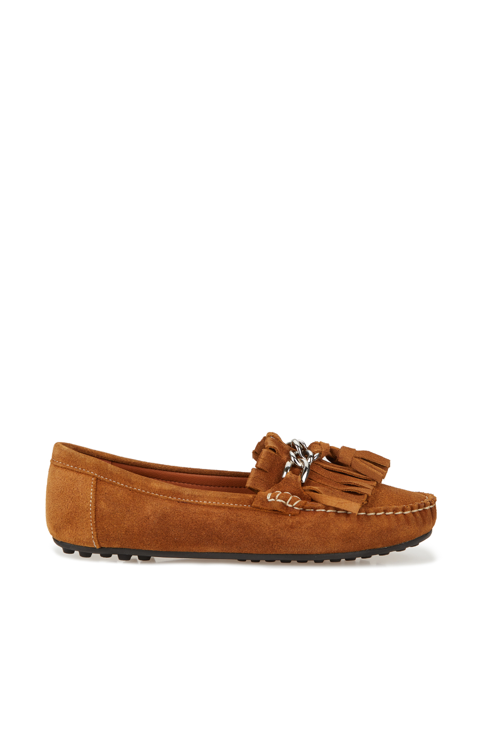 Taba Püskül Detaylı Kadın Deri Loafer Taba Püskül Detaylı Kadın Deri Loafer