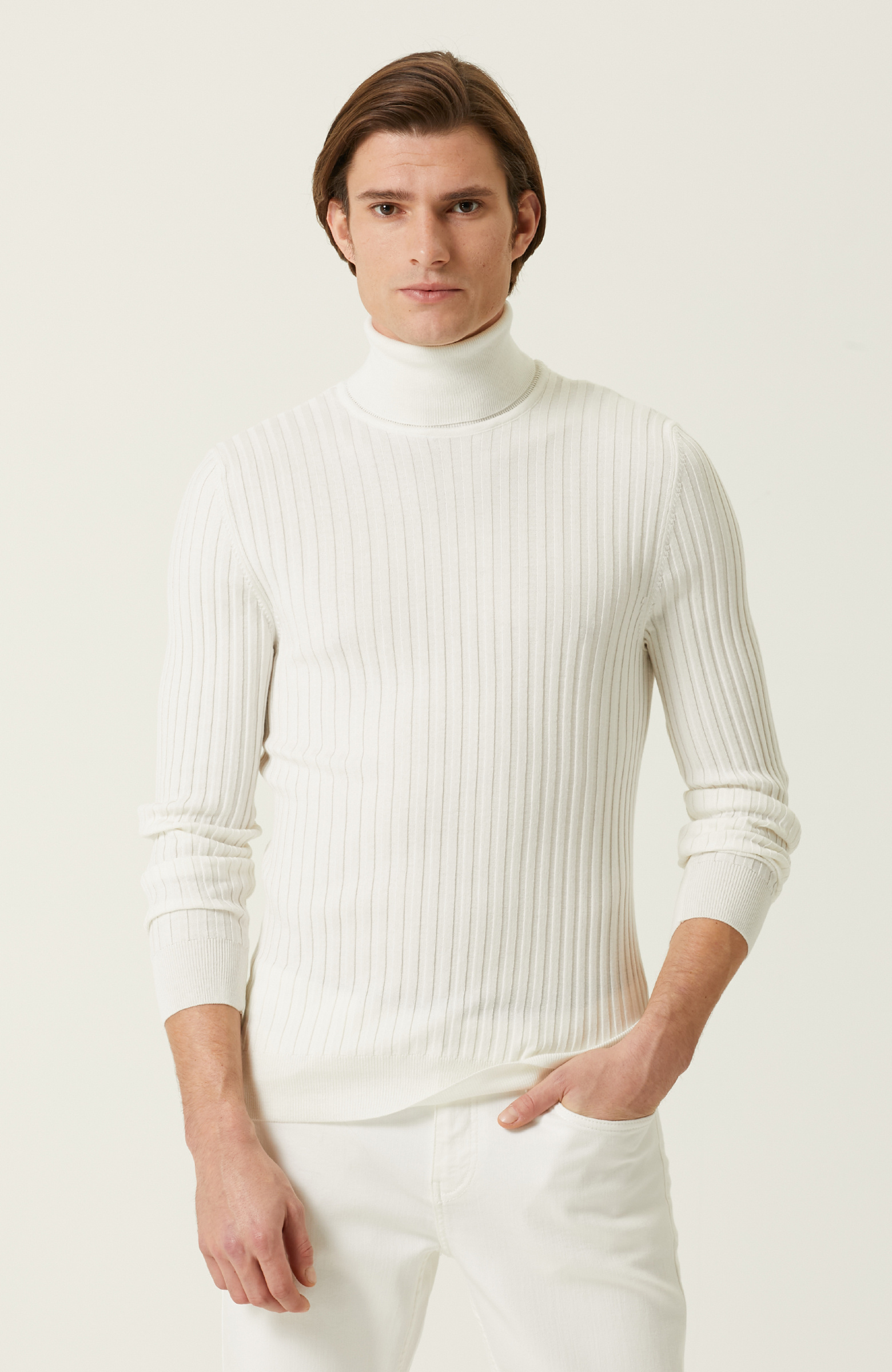 Skinny Fit Ekru Kazak