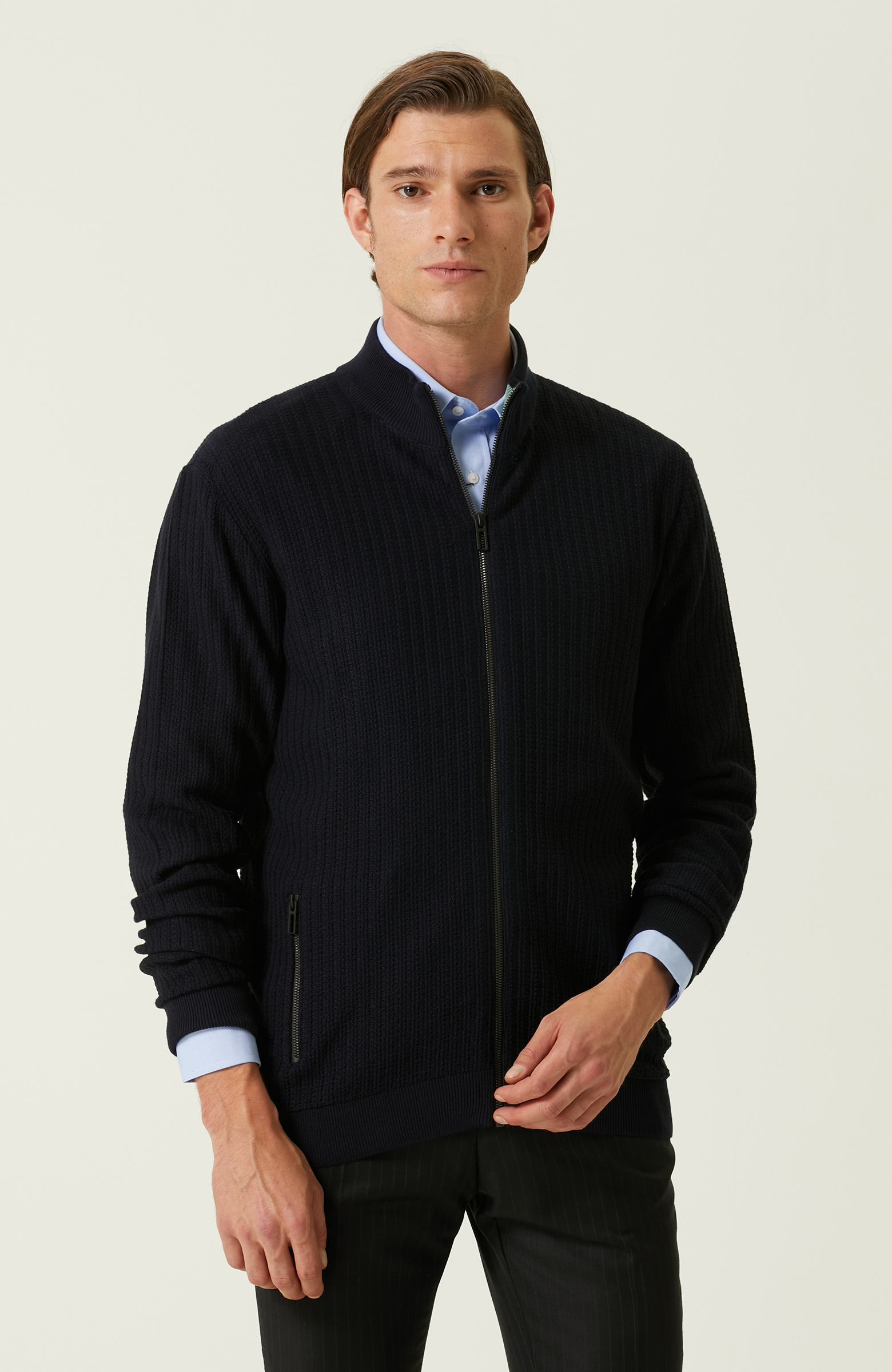 Slim Fit Lacivert Hırka