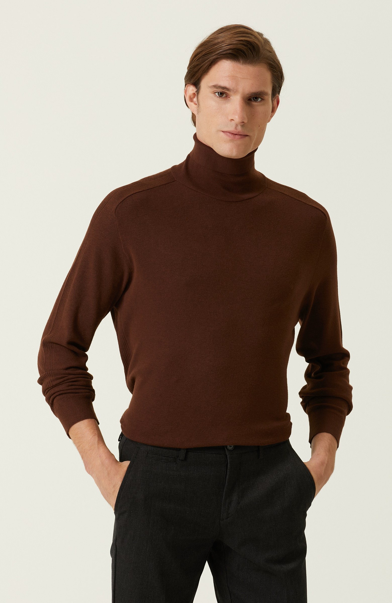 Slim Fit Tütün Kazak