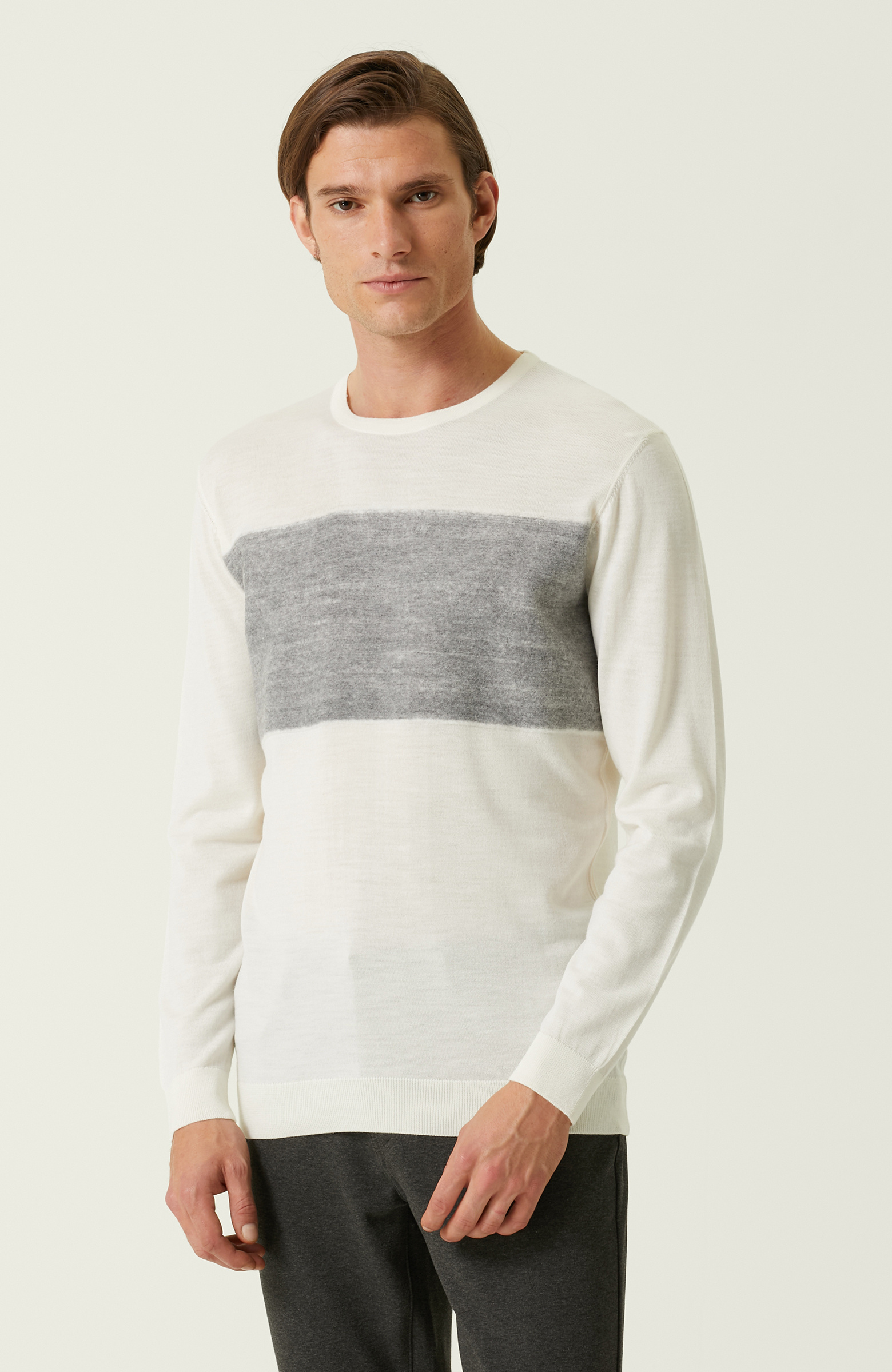 Slim Fit Ekru Kazak