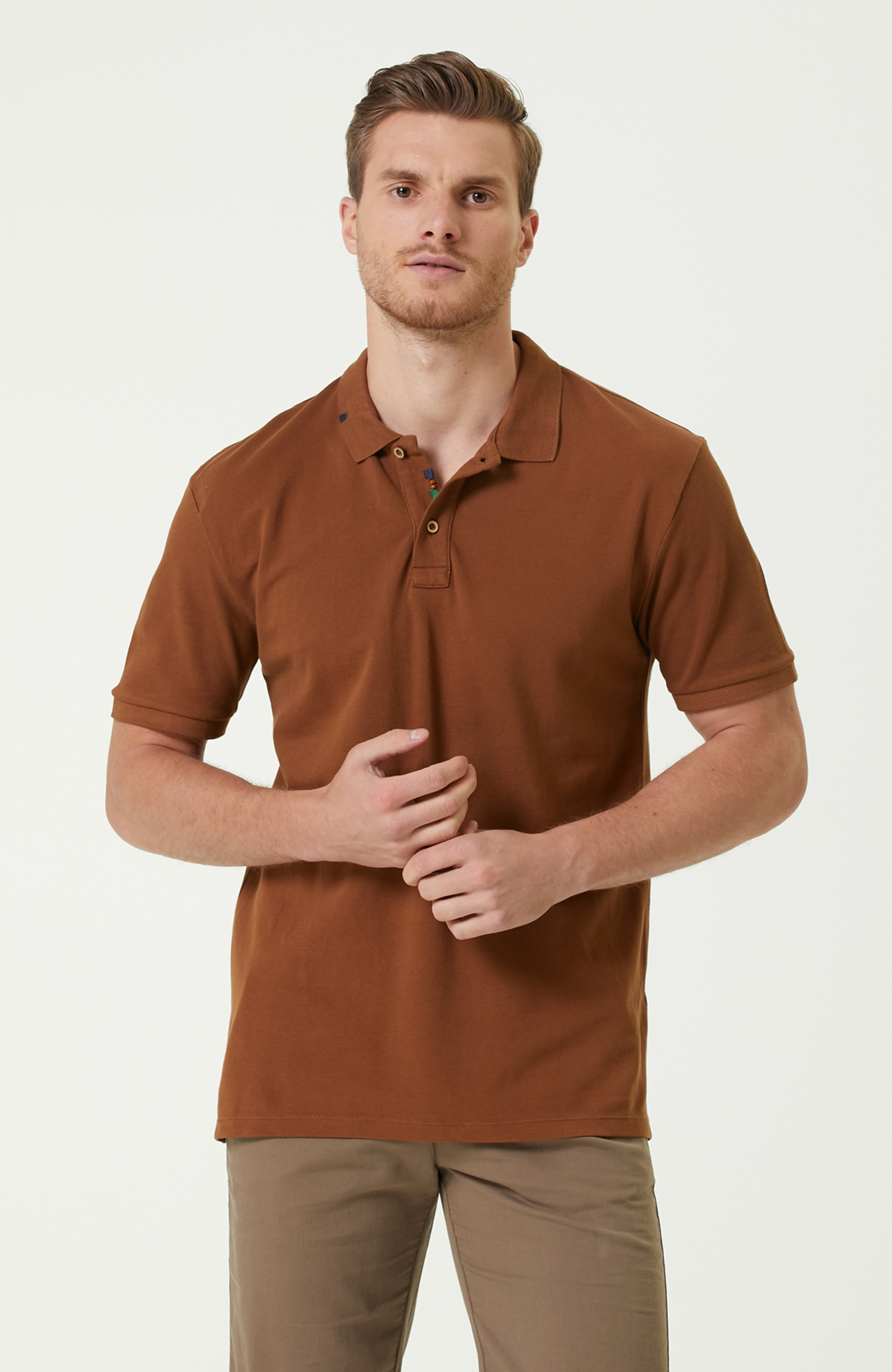 Slim Fit Tütün Polo Yaka T-shirt Slim Fit Tütün Polo Yaka T-shirt