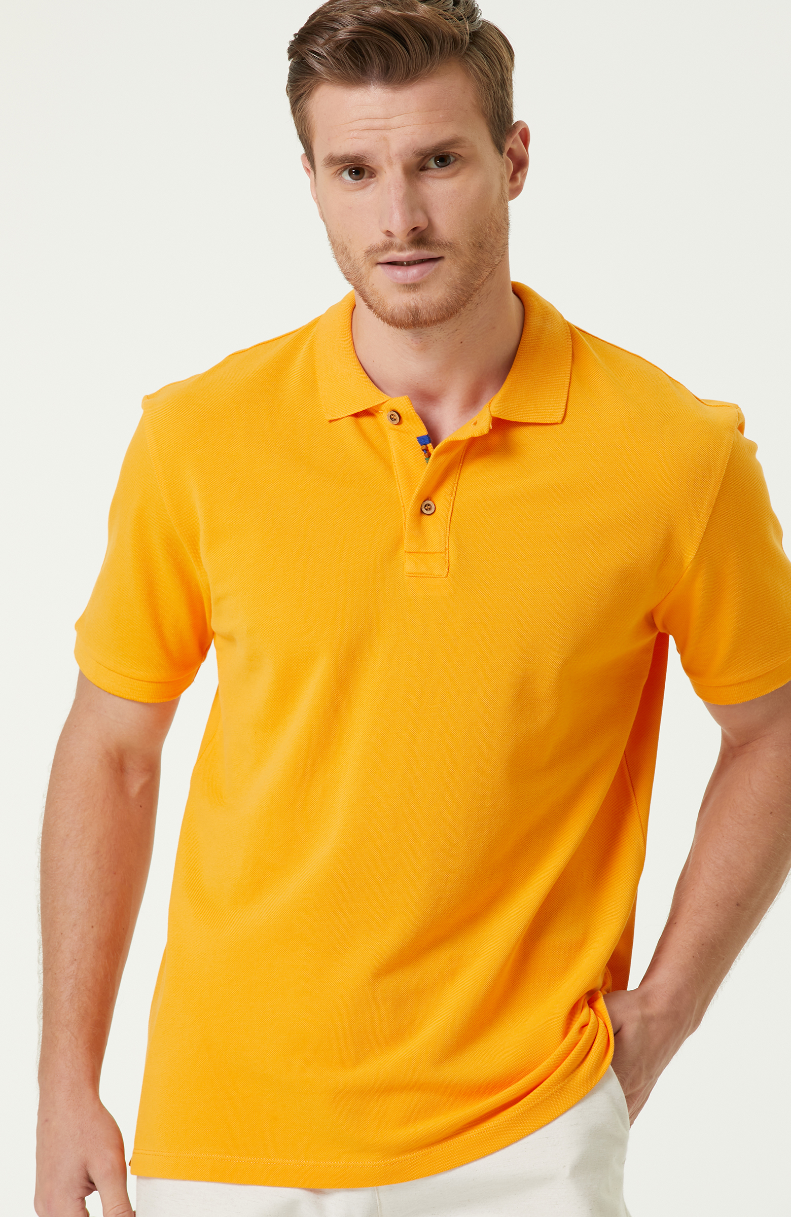Slim Fit Sarı Polo Yaka T-shirt