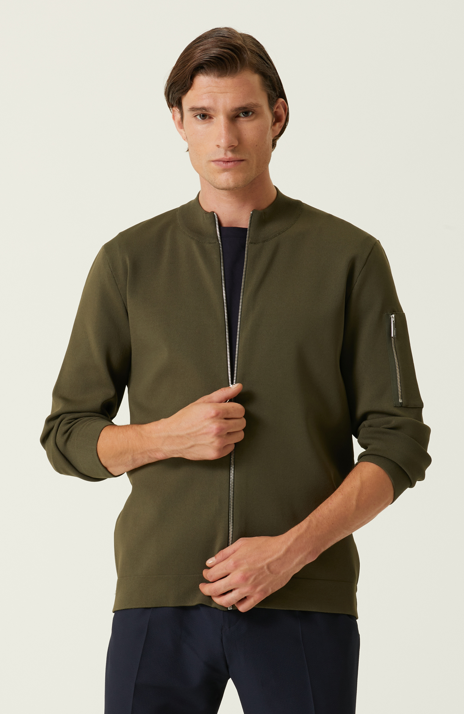 Slim Fit Haki Triko Mont