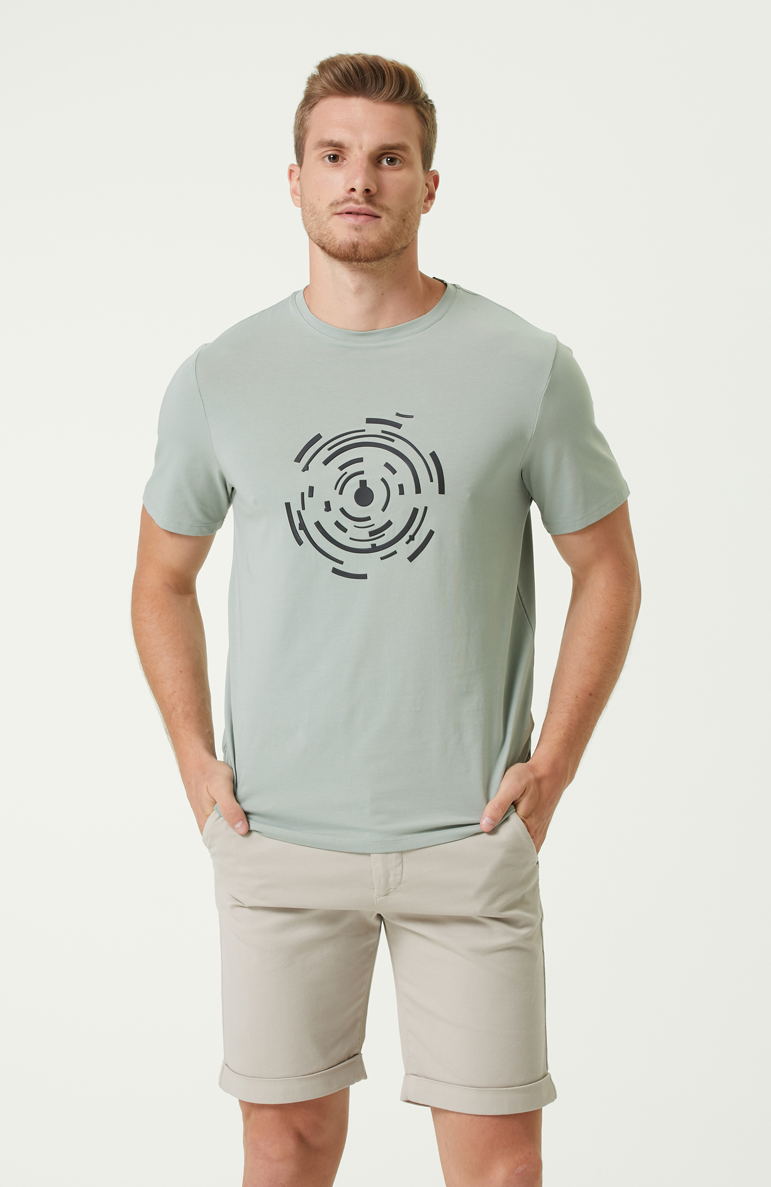Slim Fit Mint Baskılı T-shirt Slim Fit Mint Baskılı T-shirt