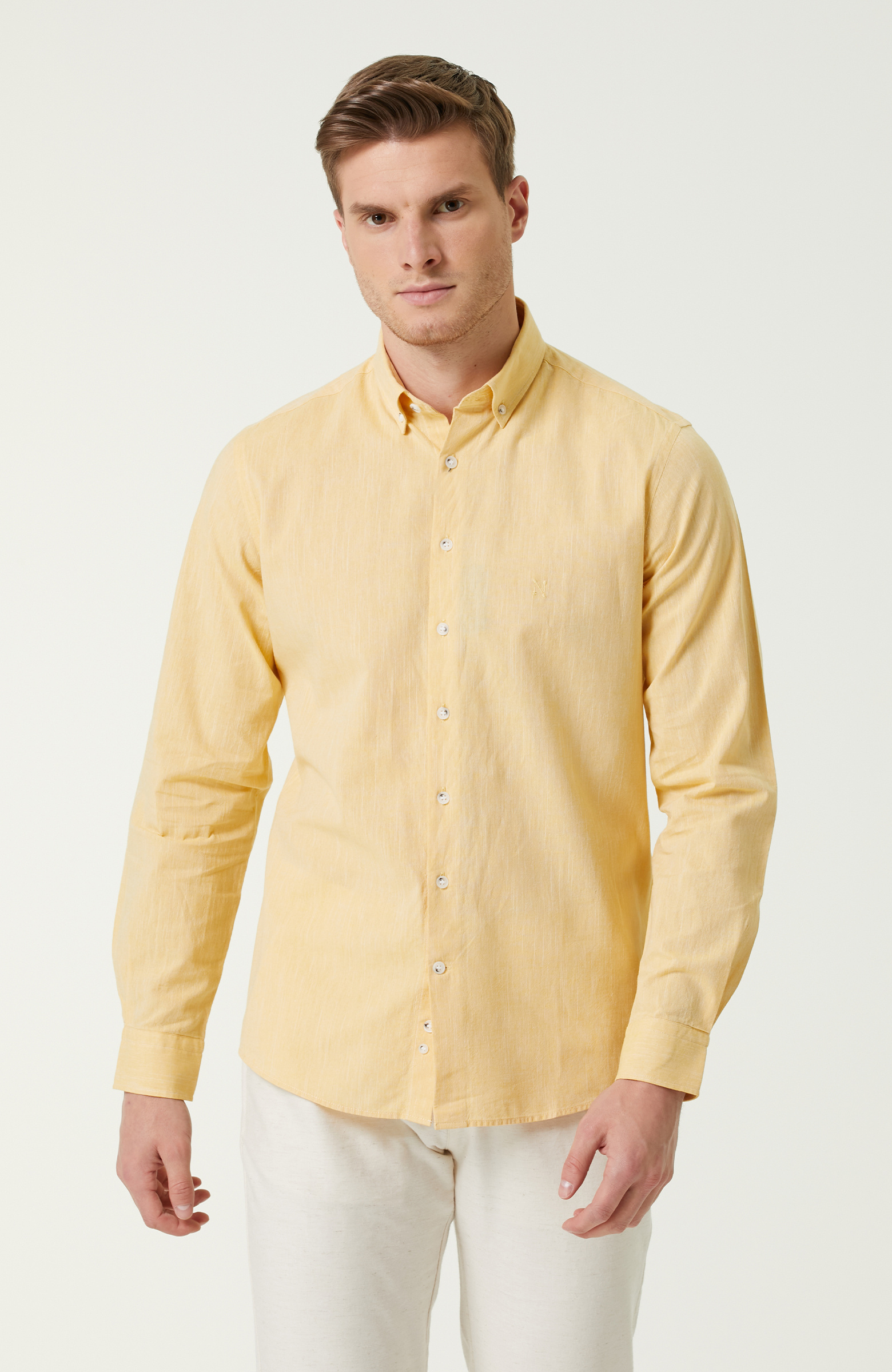 Comfort Fit Sarı Gömlek