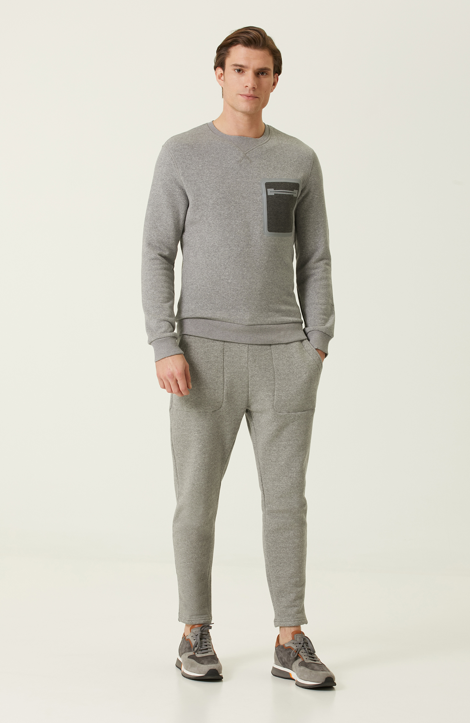 Comfort Fit Gri Melanj Eşofman Altı Comfort Fit Gri Melanj Eşofman Altı